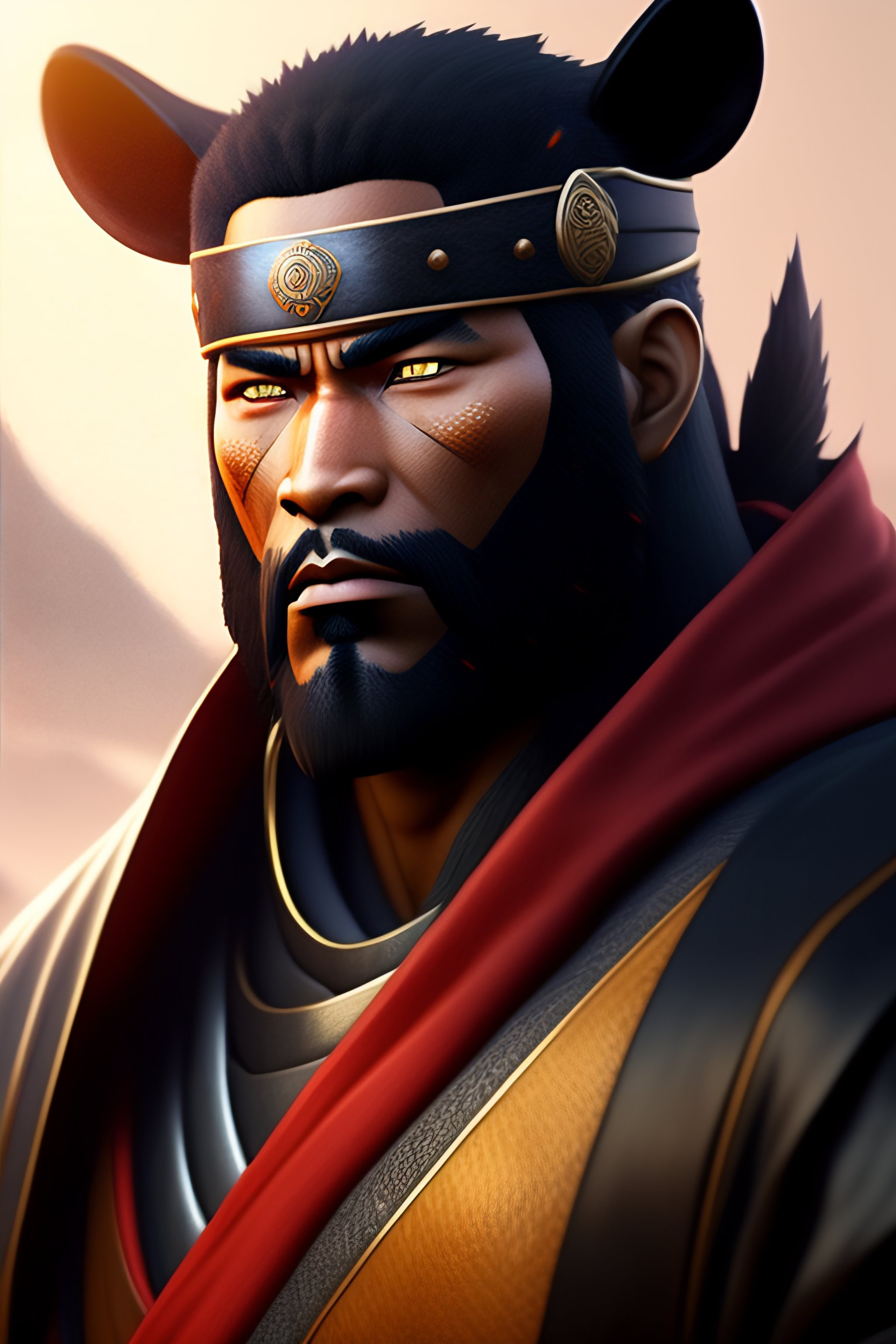 Lexica - Bear man, realistic, detailed, shinobi of naruto style