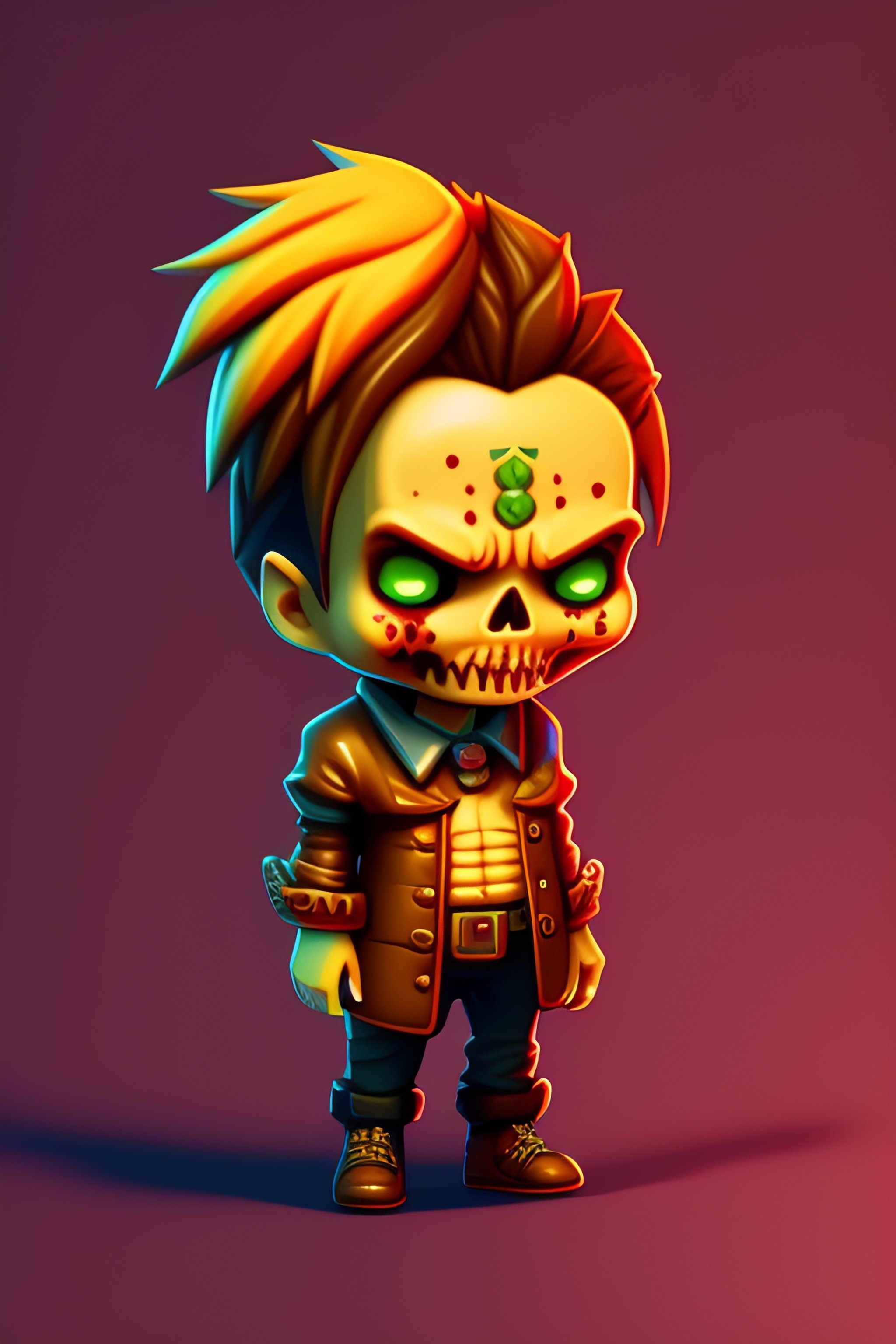 Lexica - Isometric render of a zombie character ::1, chibi art style