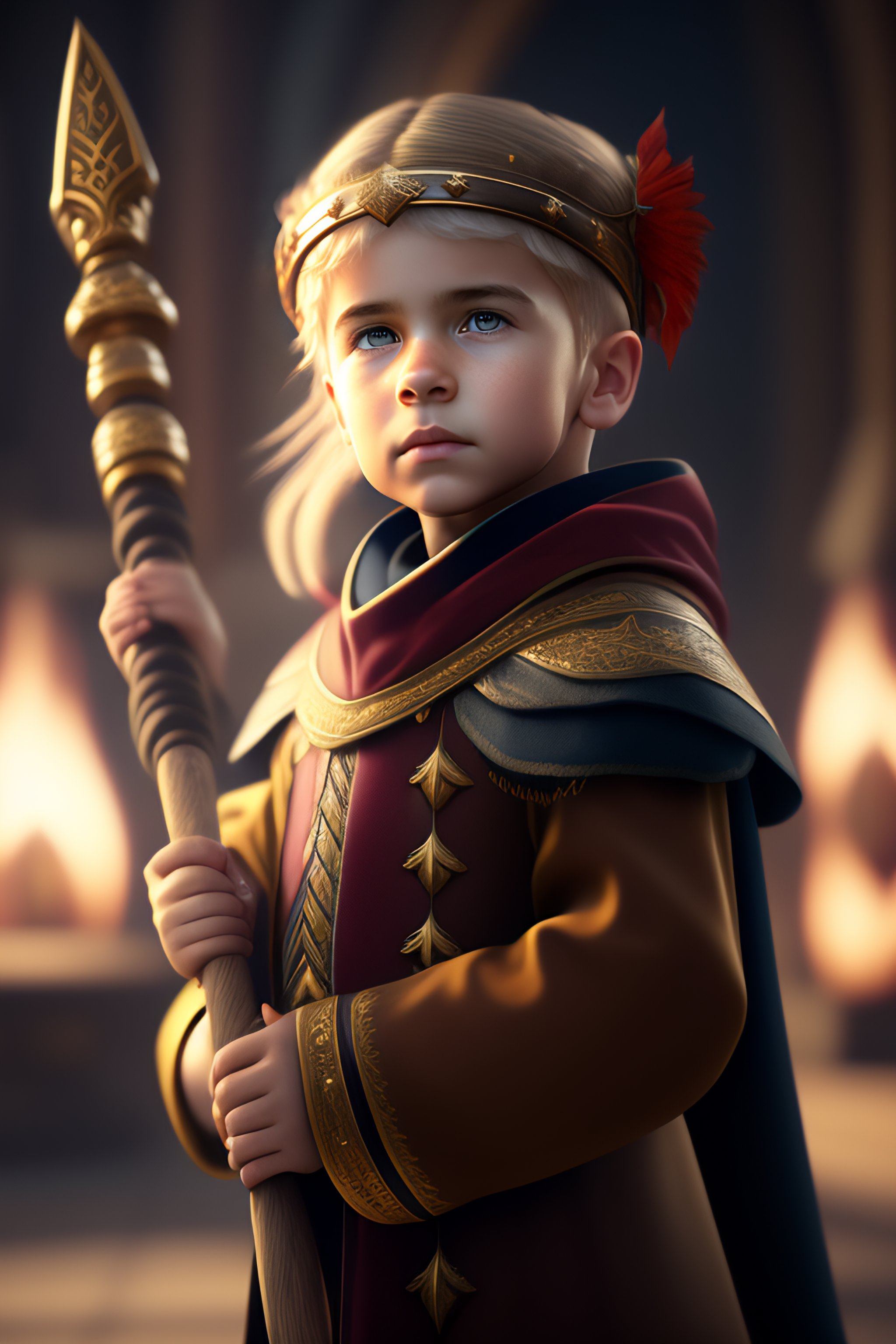 Lexica - Young wizard holding a staff, unreal engine, 4k