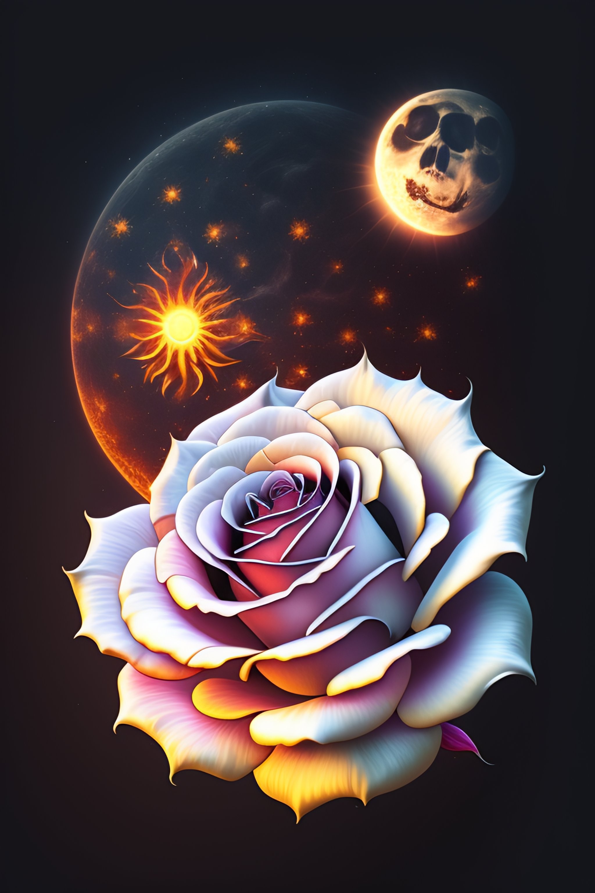 Lexica - Zombie, sun, moon, white roses, hyper detailed, ultra-sharp ...