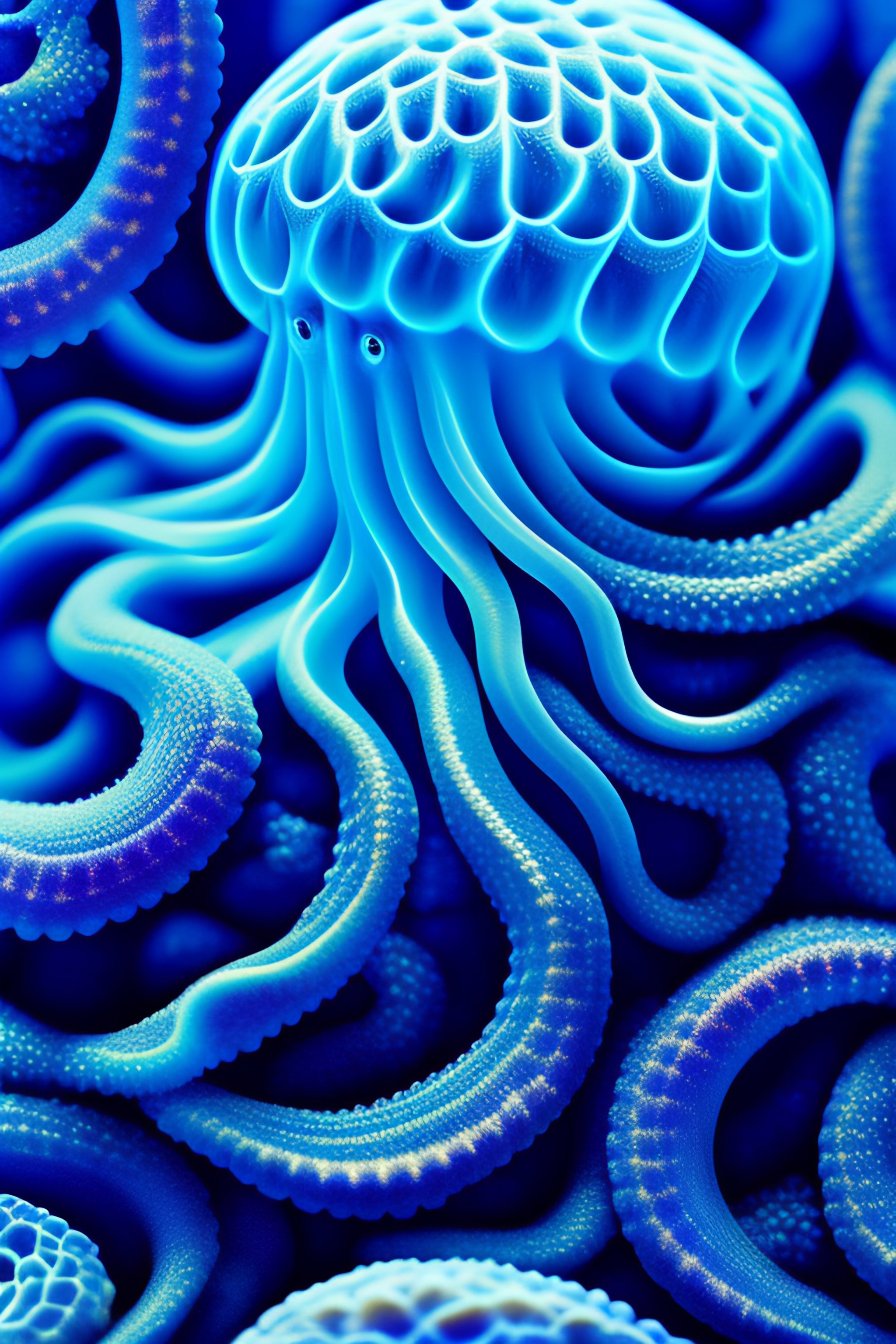 Lexica - A octopus is swimming with human heads at the end of each arm ...