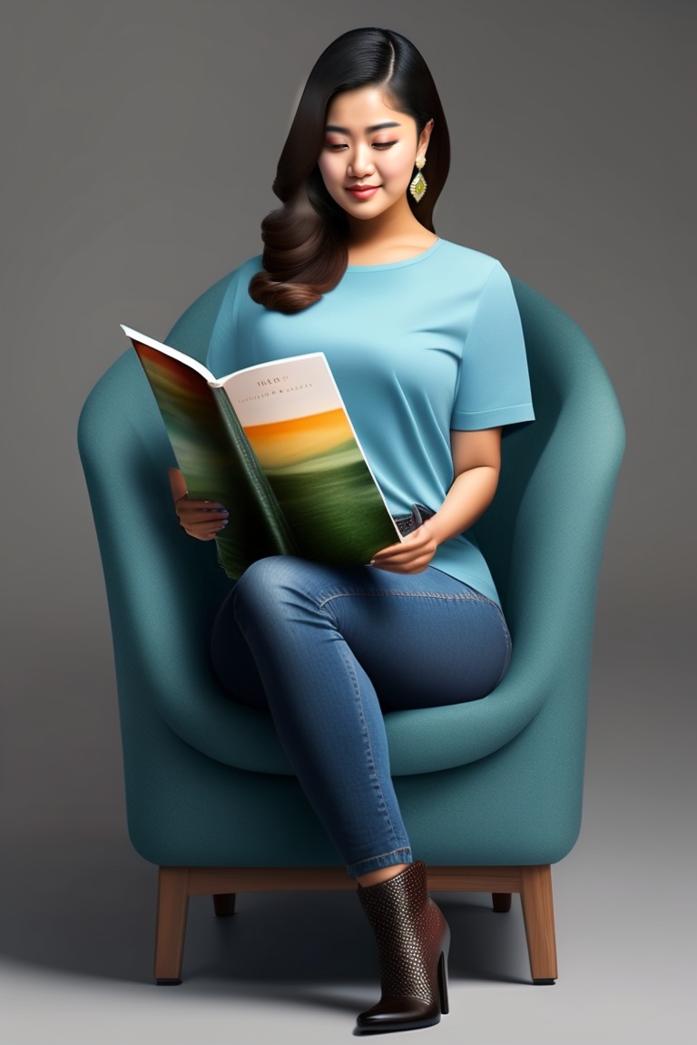 Lexica - Woman, innocent, cute, rounded face shape, reading, half t ...