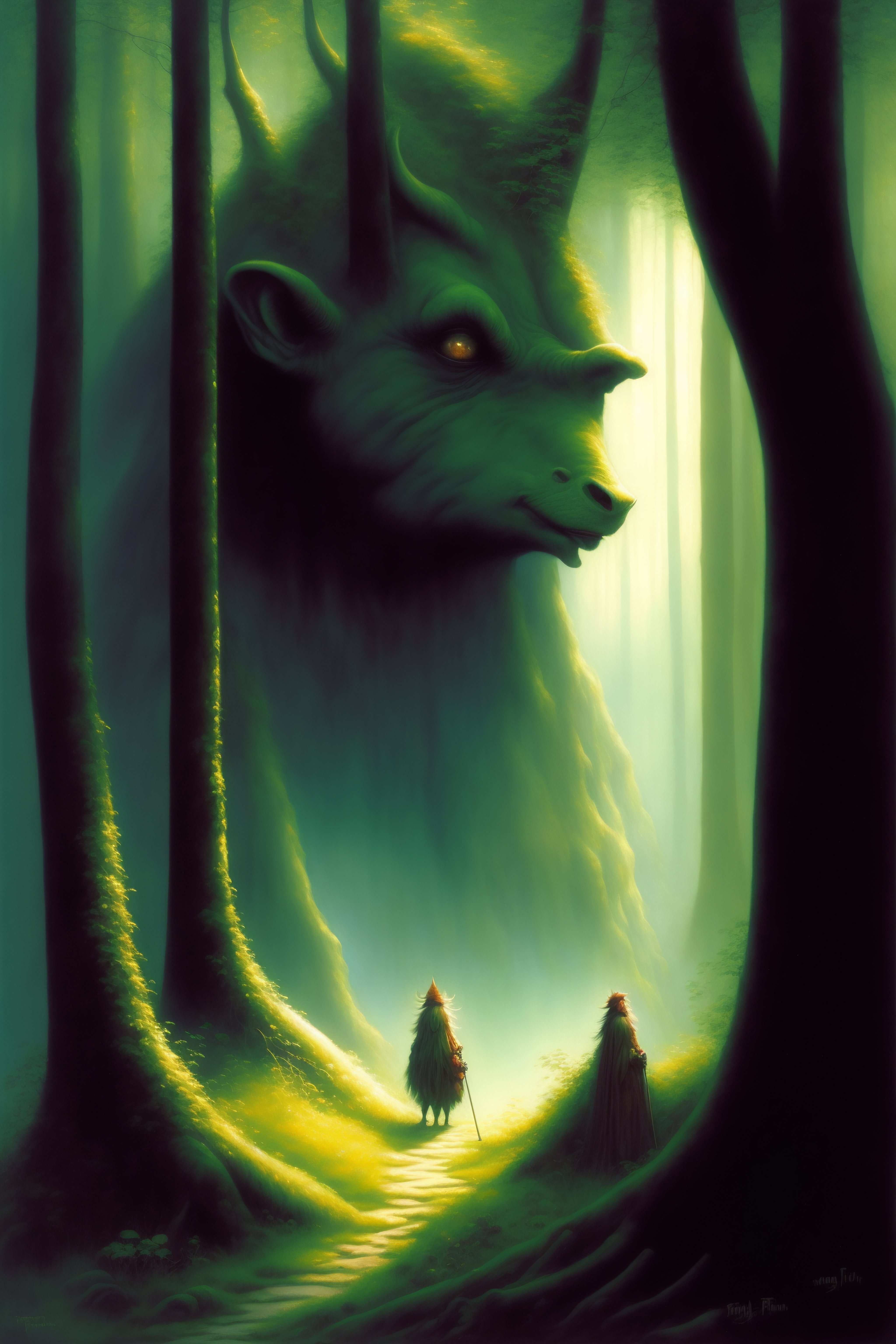 Lexica - Style of Brian Froud, trolls, painting, landscape, creepy ...