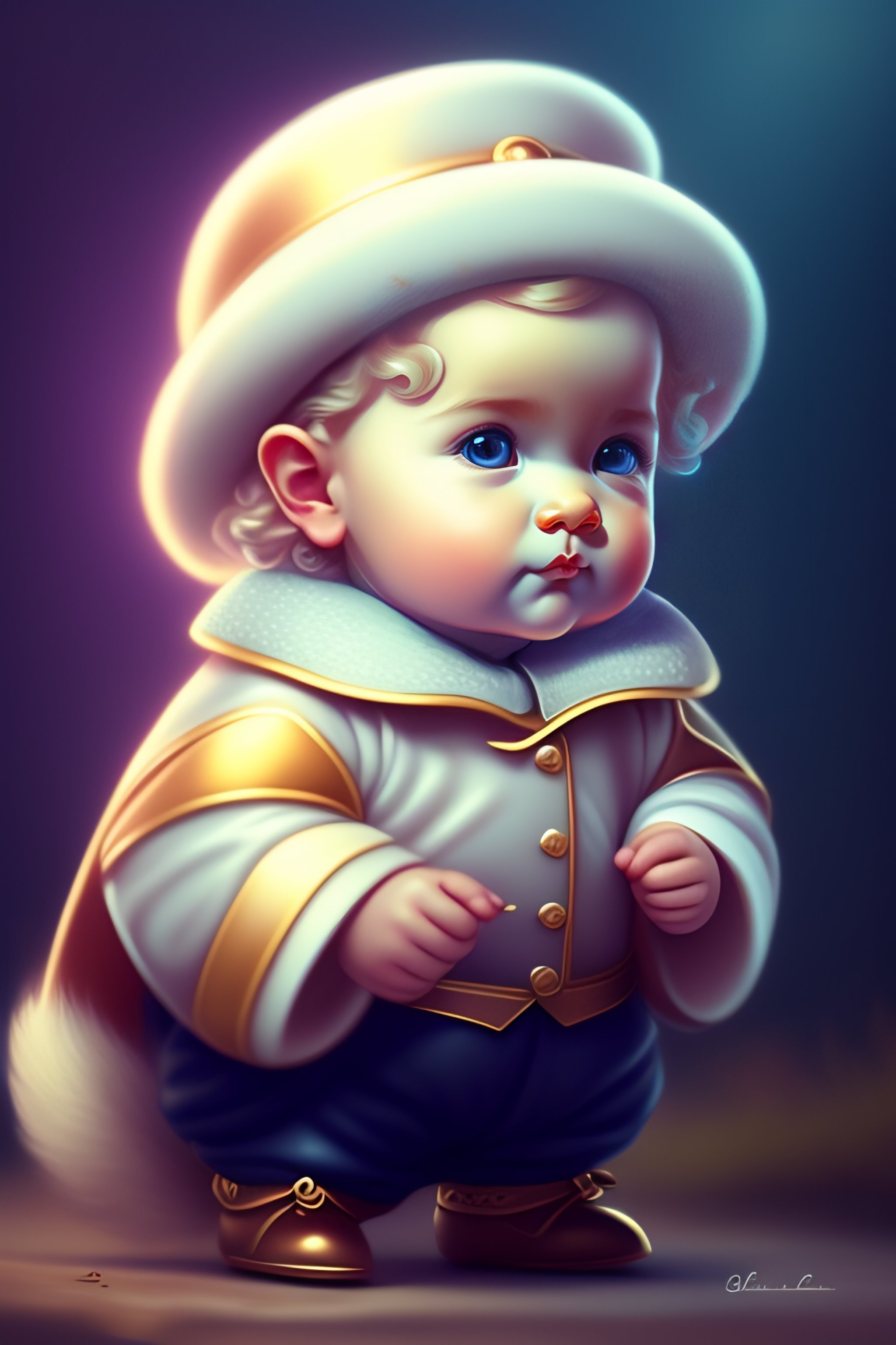 Lexica - Cute and adorable cartoon baby George Washington, fantasy ...
