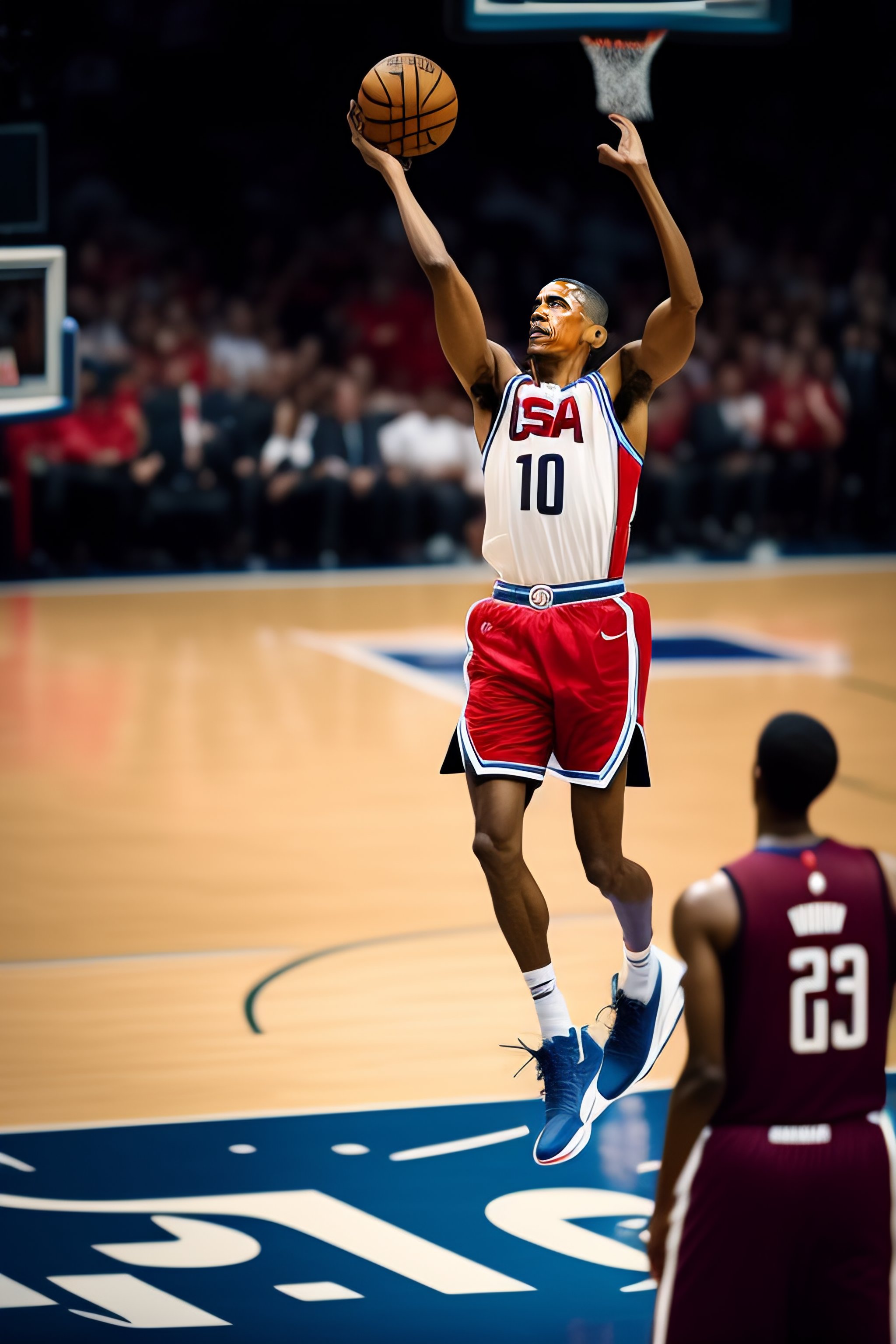 Lexica - Barack obama dunking a basketball hyper realistic jersey says ...