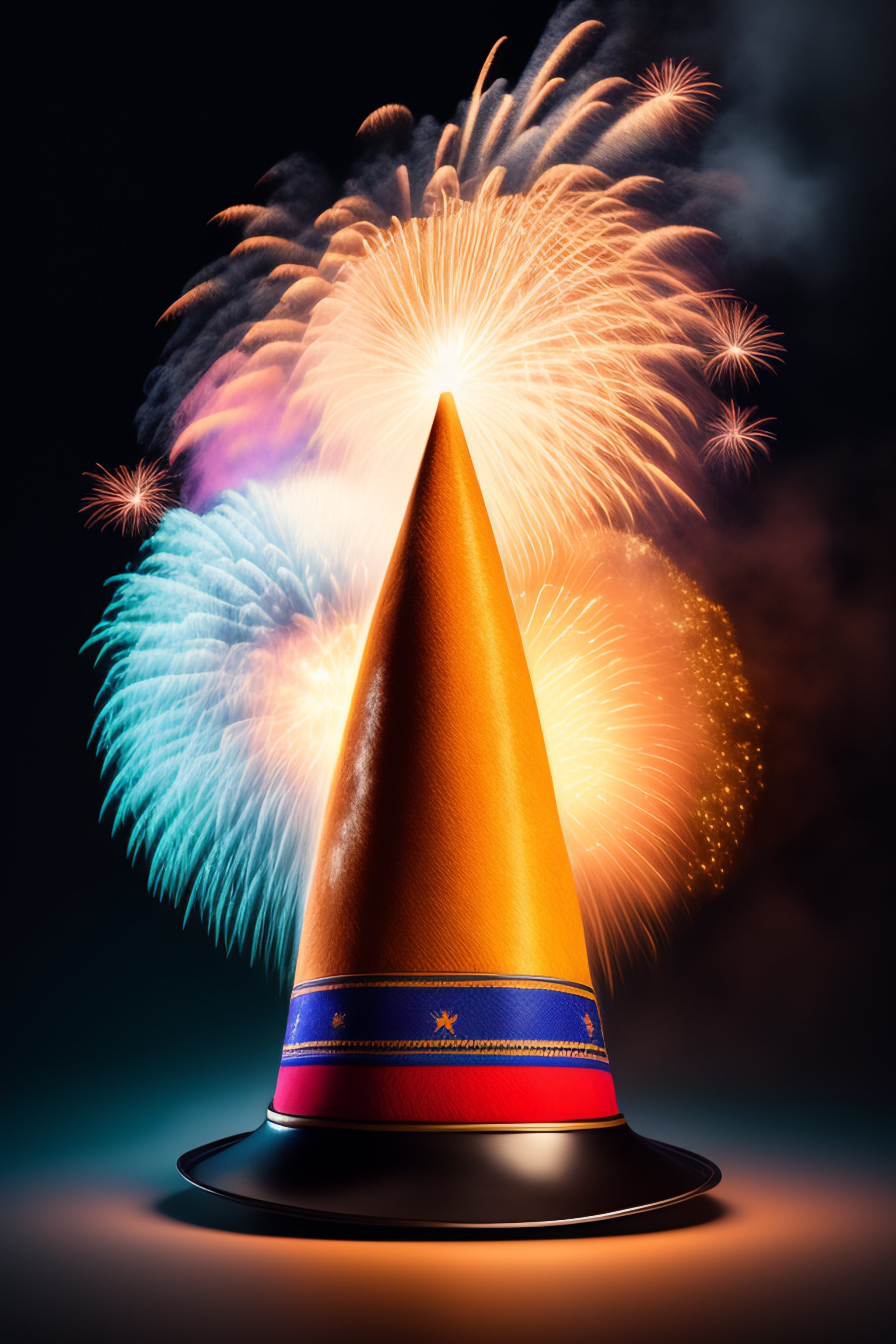 Lexica - A magician's hat upside down, with fireworks exploding from it ...