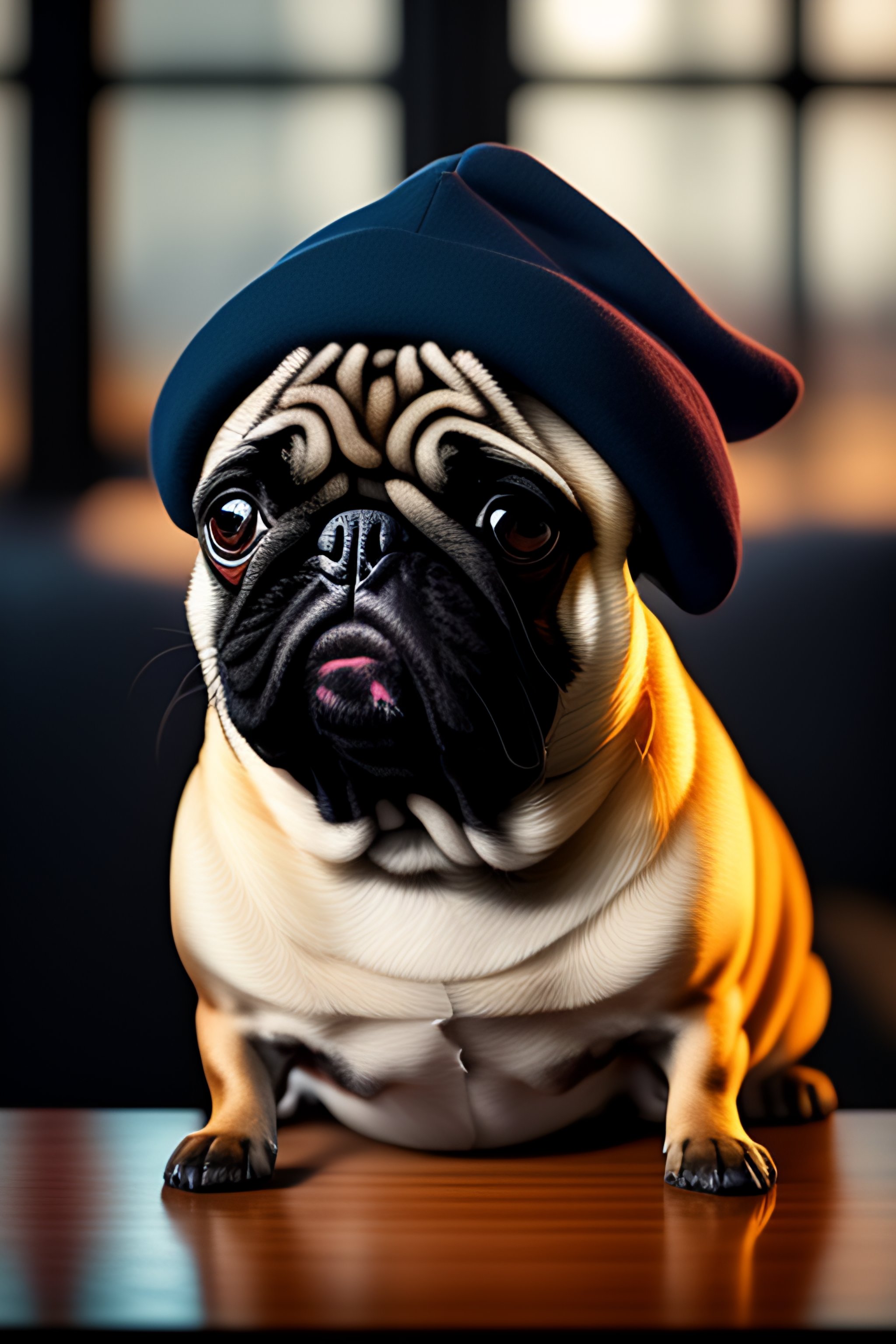 Lexica - Portrait of a pug in front of a computer, head slightly tilted ...