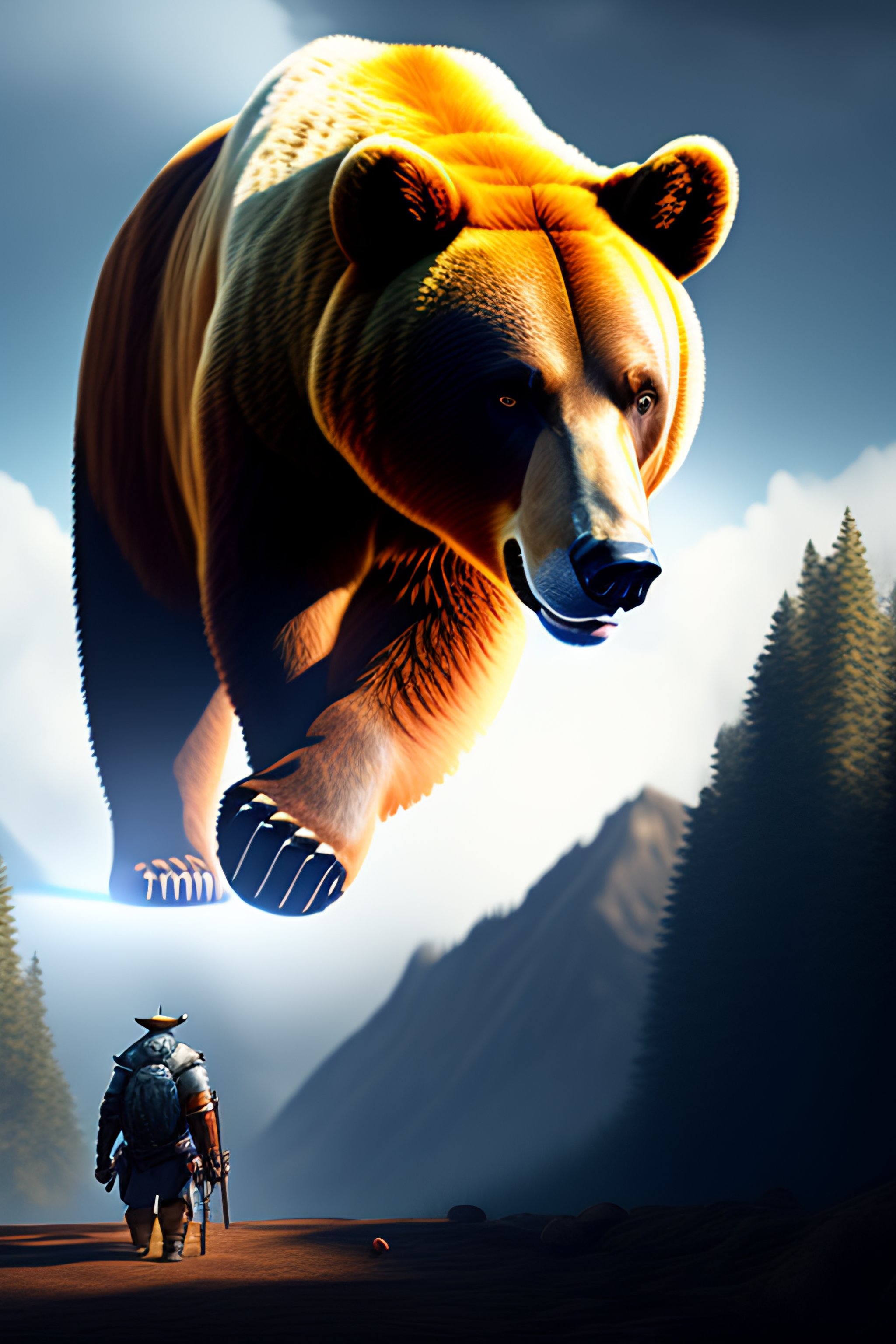 Lexica - Powerfull Bear, realistic, detailed, rpg style