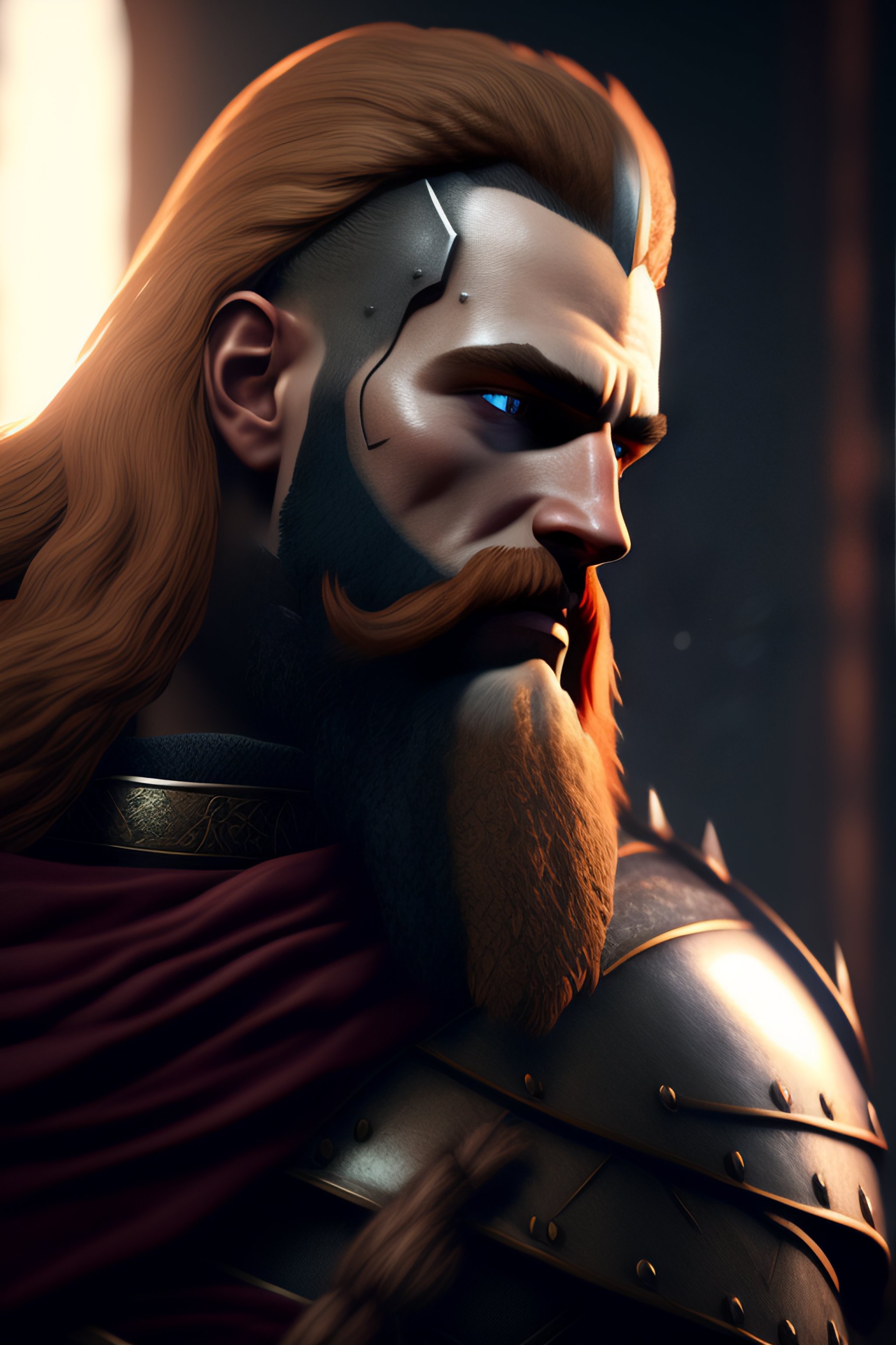 Lexica - A brave viking, scars on his face, a war hammer, a shield ...