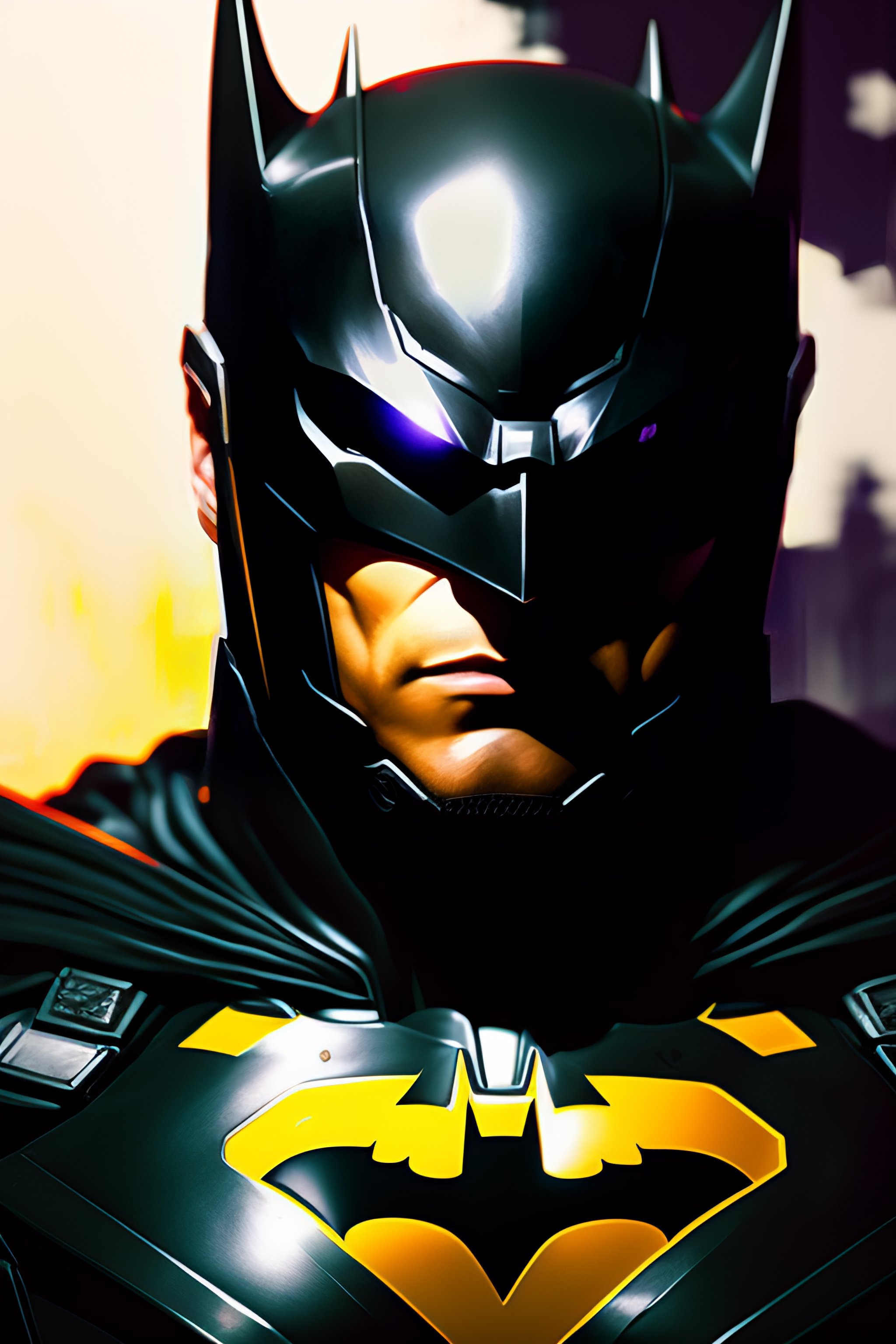 Lexica - Batman wearing metal gear armor holding gun dramatic lighting ...