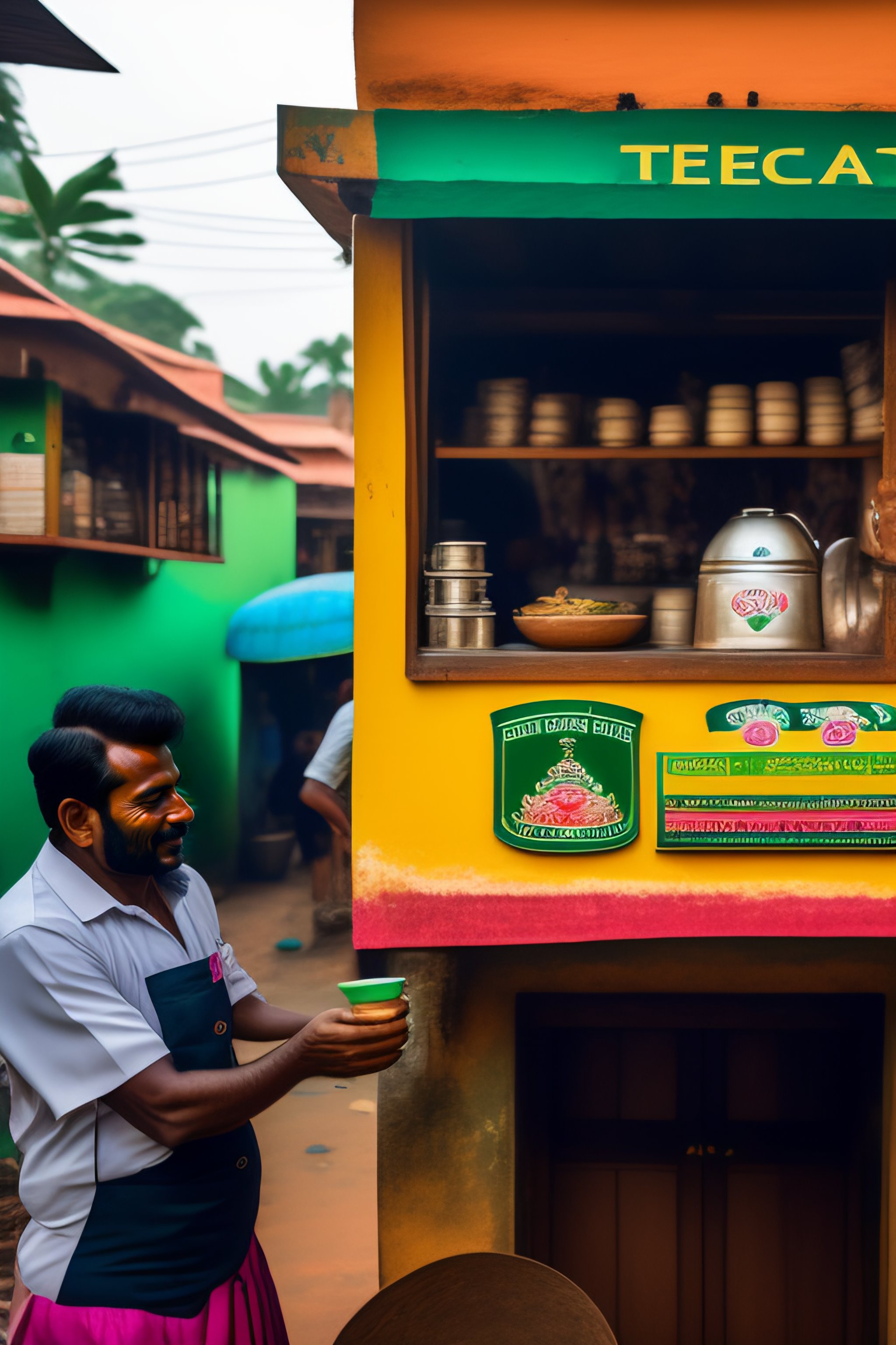 Lexica - A tea shop in Kerala, posters of football, radio, tea tanks ...