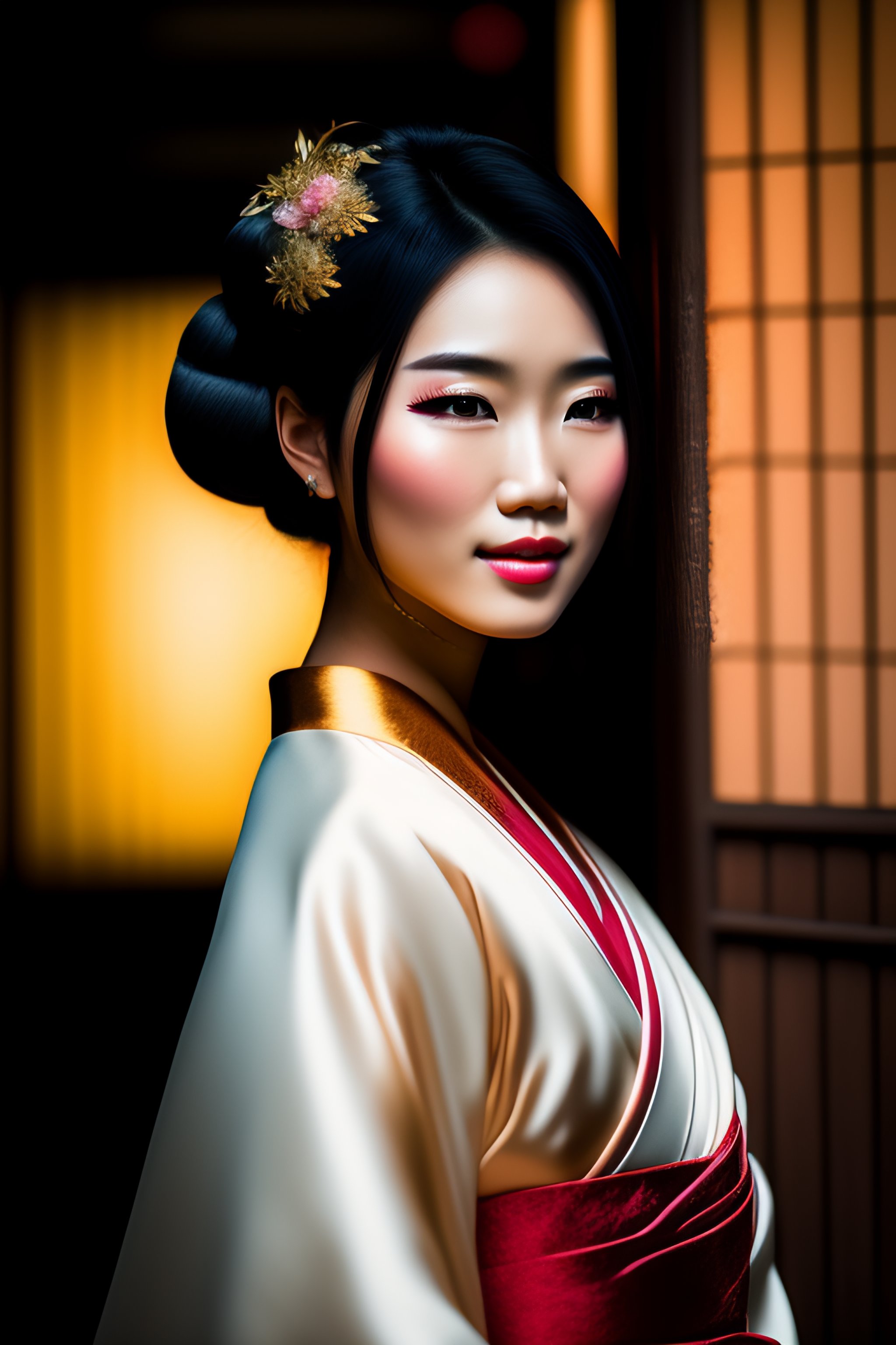 Lexica - Portrait of a stunningly beautiful, young, japanese geisha ...