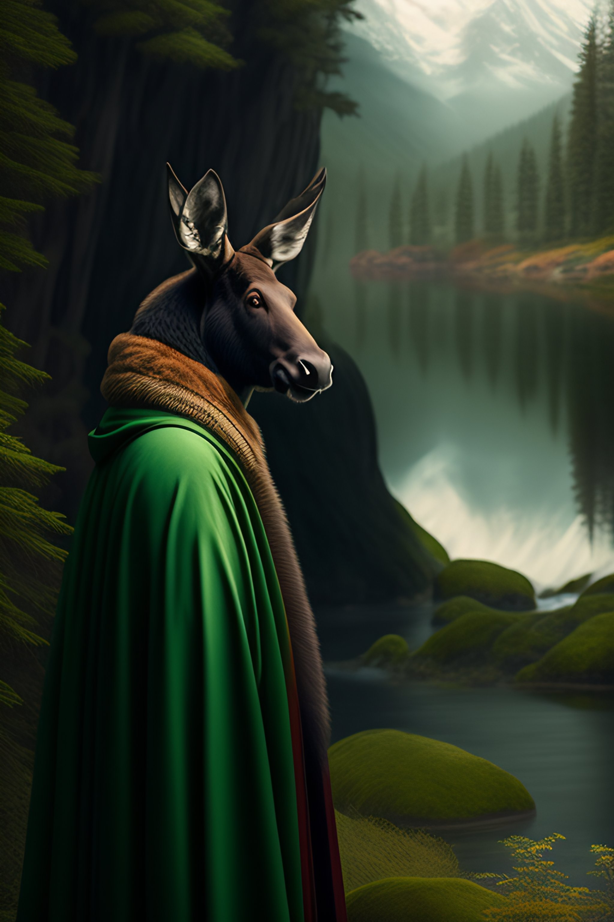 Lexica - Beautiful and highly detailed matte painting of moose wearing ...