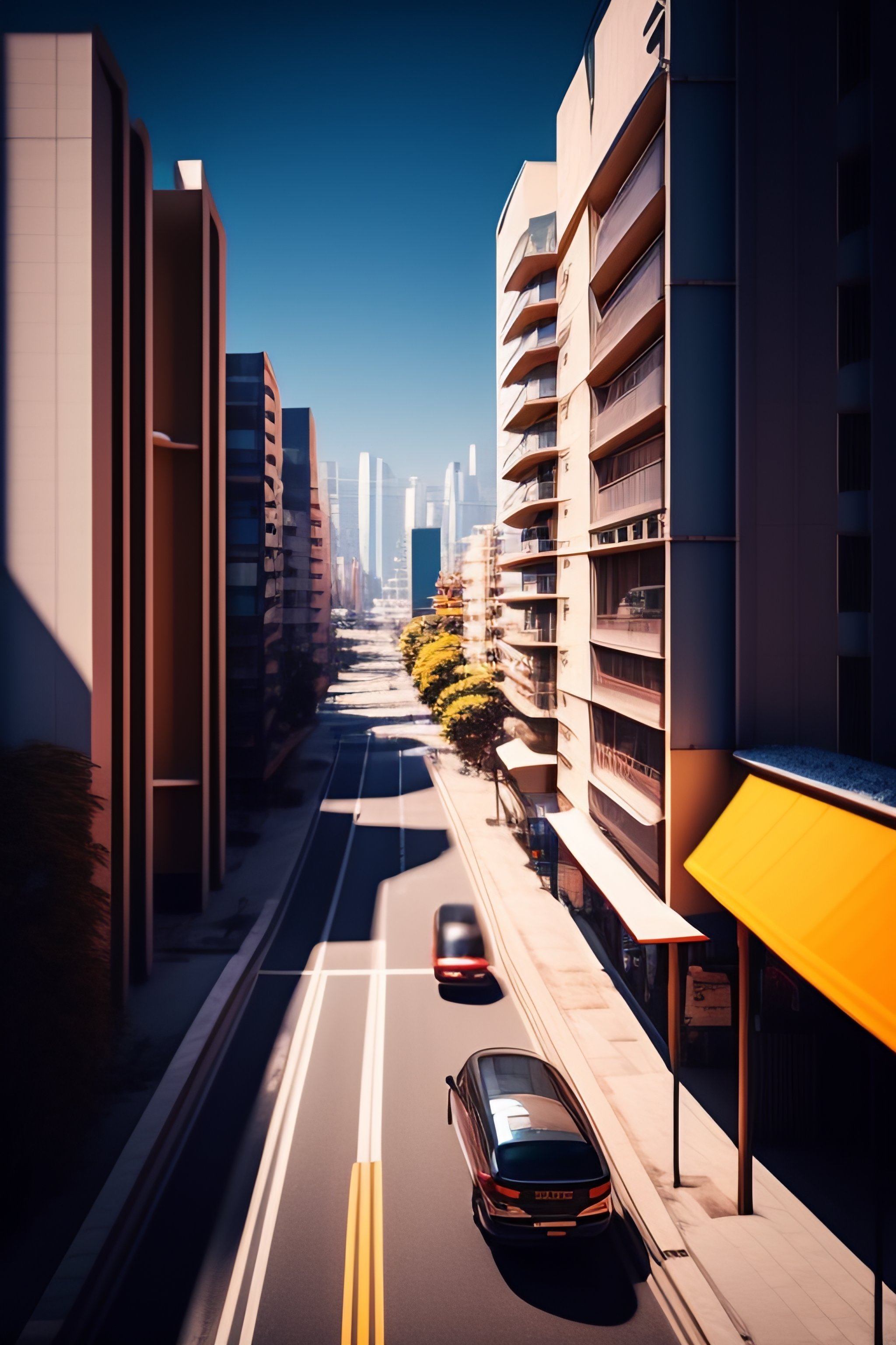 Lexica - A quiet city street looked out upon from the window of an ...