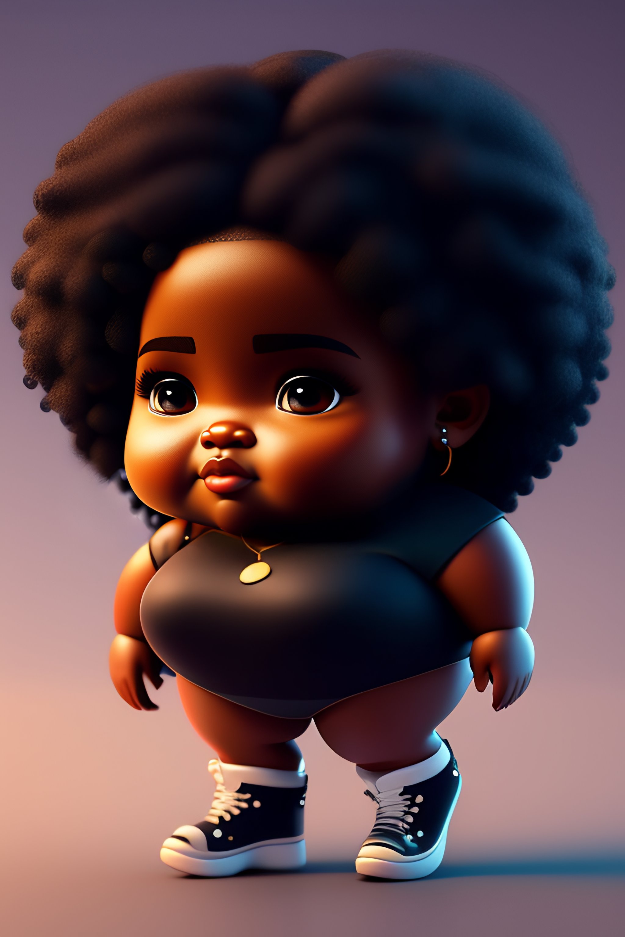 Lexica - Full figured girl, standing, exercising afro hair beautiful ...