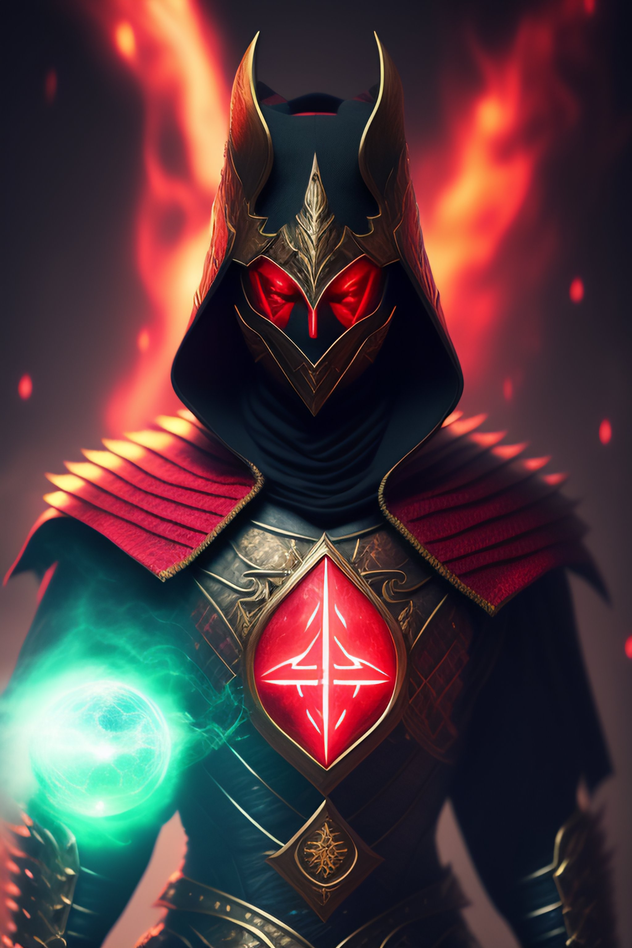 Lexica - Strange mask, wizard ,runes on clothing, daedric, thorned ...