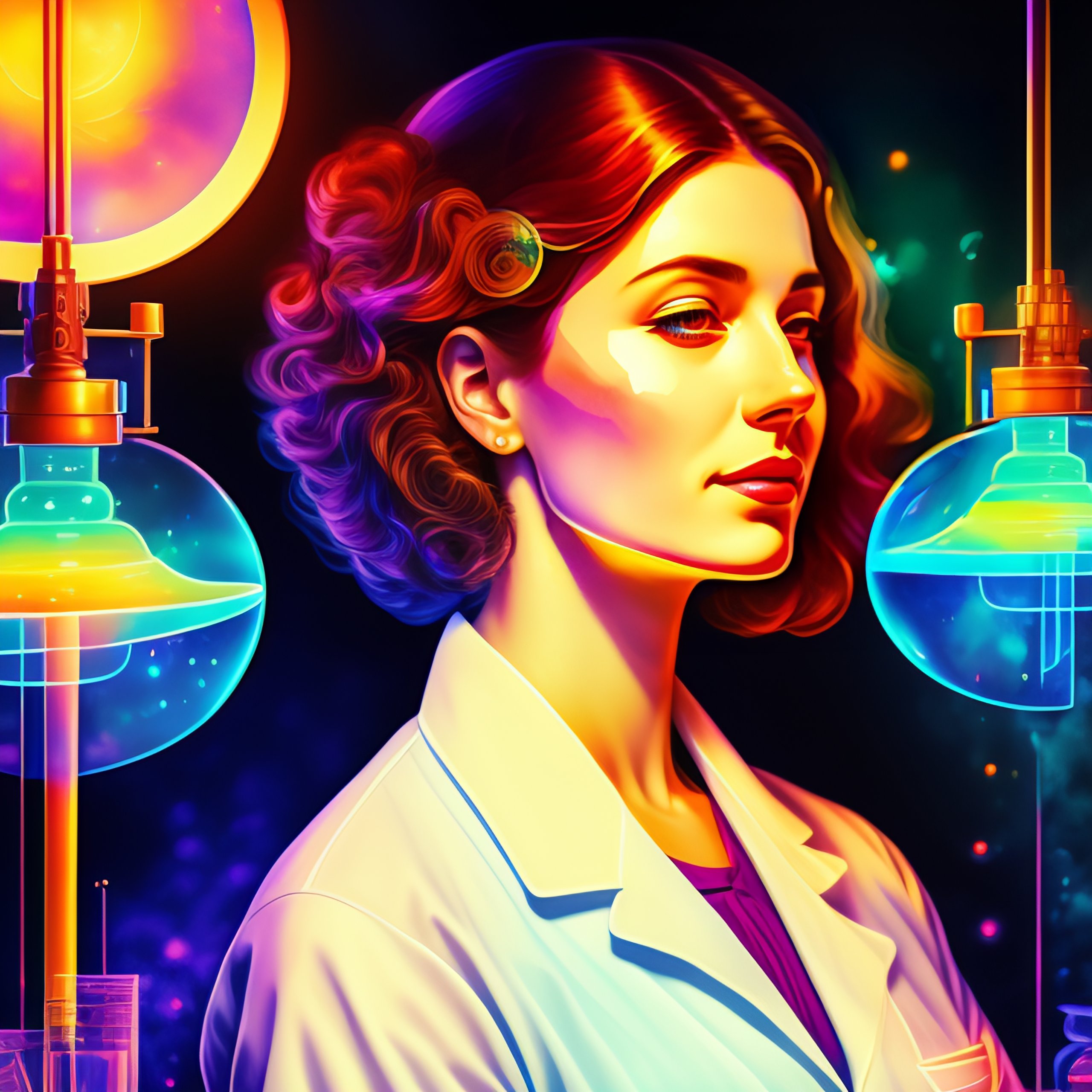 Lexica - Female scientist in laboratory having breakthrough. in art ...