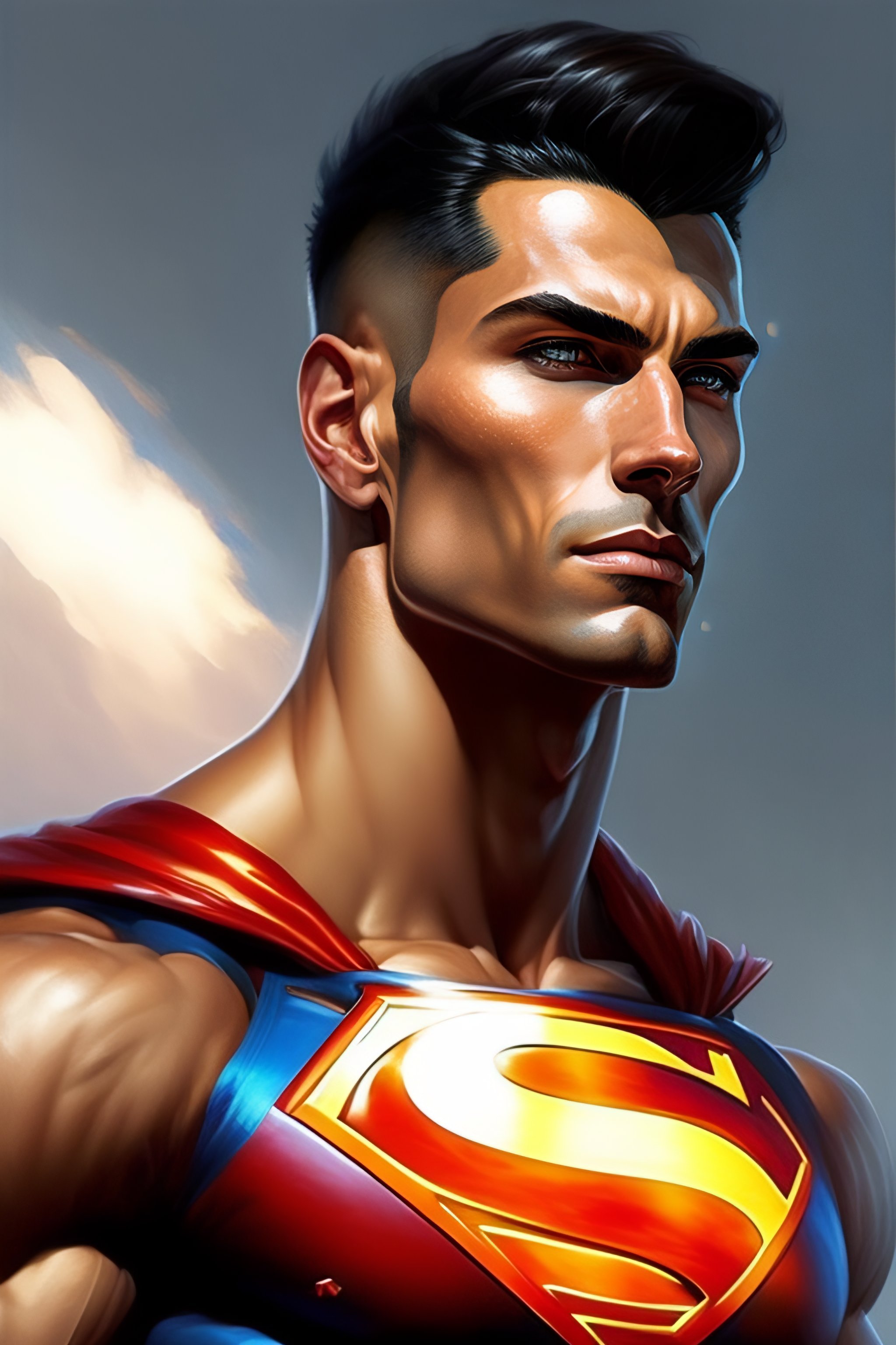 Lexica - Portrait of a super thin muscular superman, epic, tragic ...