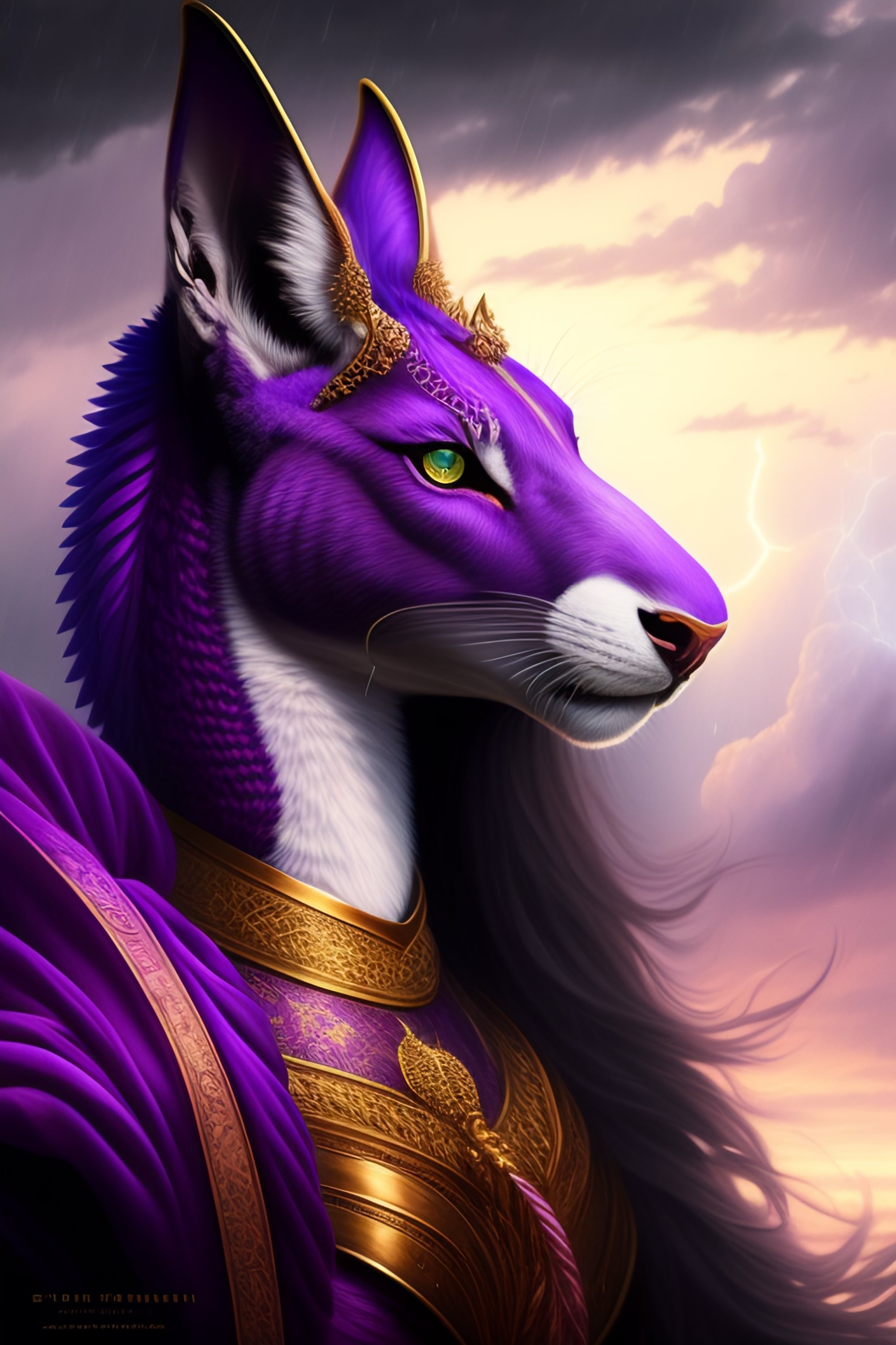 Lexica - Painting of a Purple Eastern Anthro dragoness in a stormy sky ...