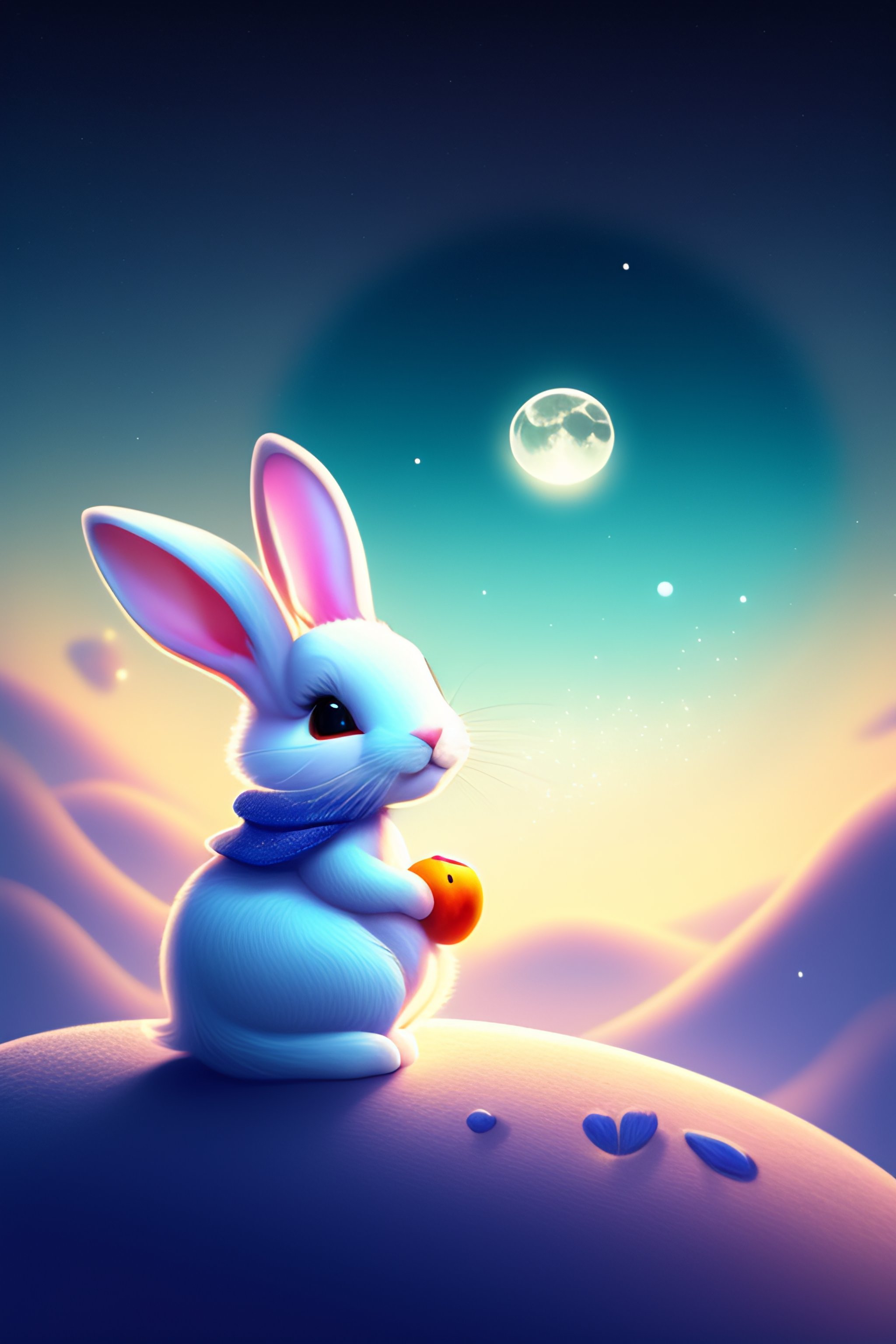 Lexica - Cartoon style, a snow-white little rabbit, cool and cute, with ...
