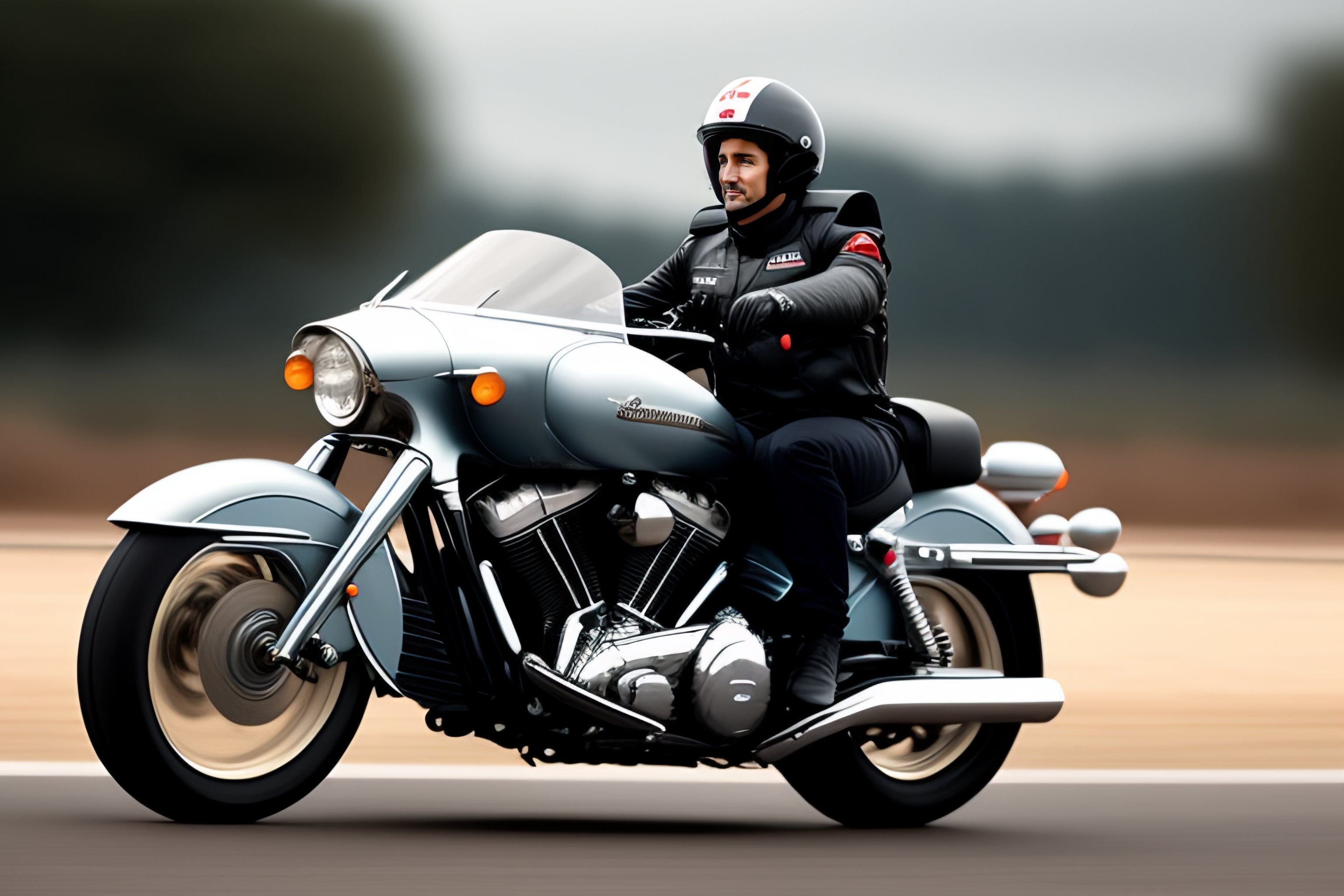 Lexica - Justin Trudeau flying on a future motorcycle