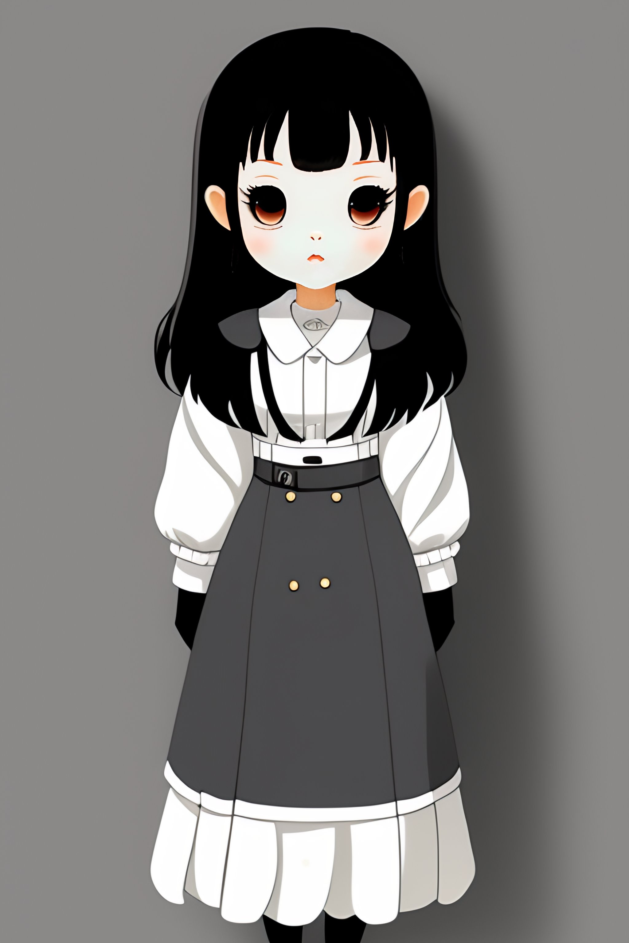 Lexica - A flat simple black and white character design of a cute ...