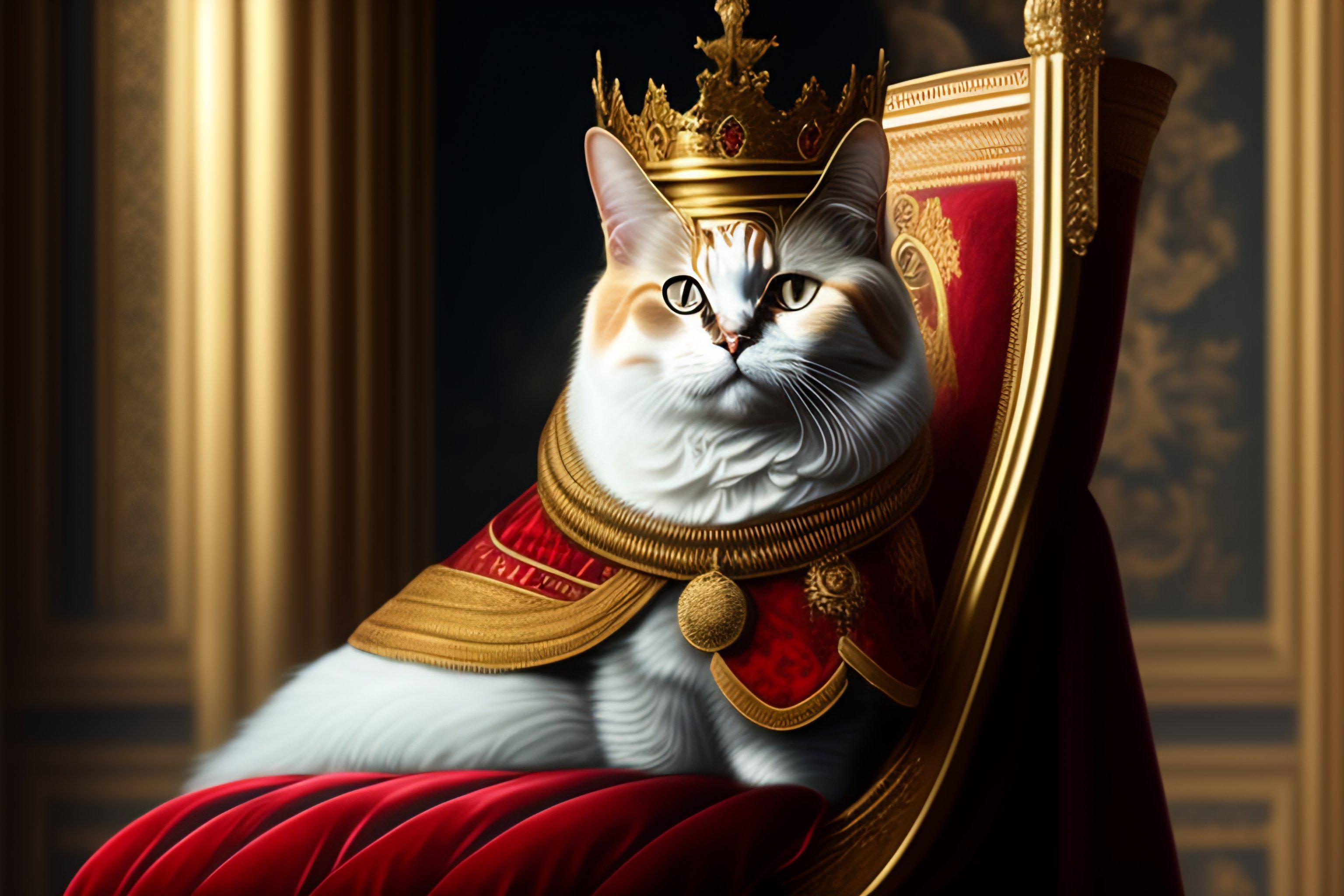 Lexica - A portrait of british cat as a king sitting on a throne, cute