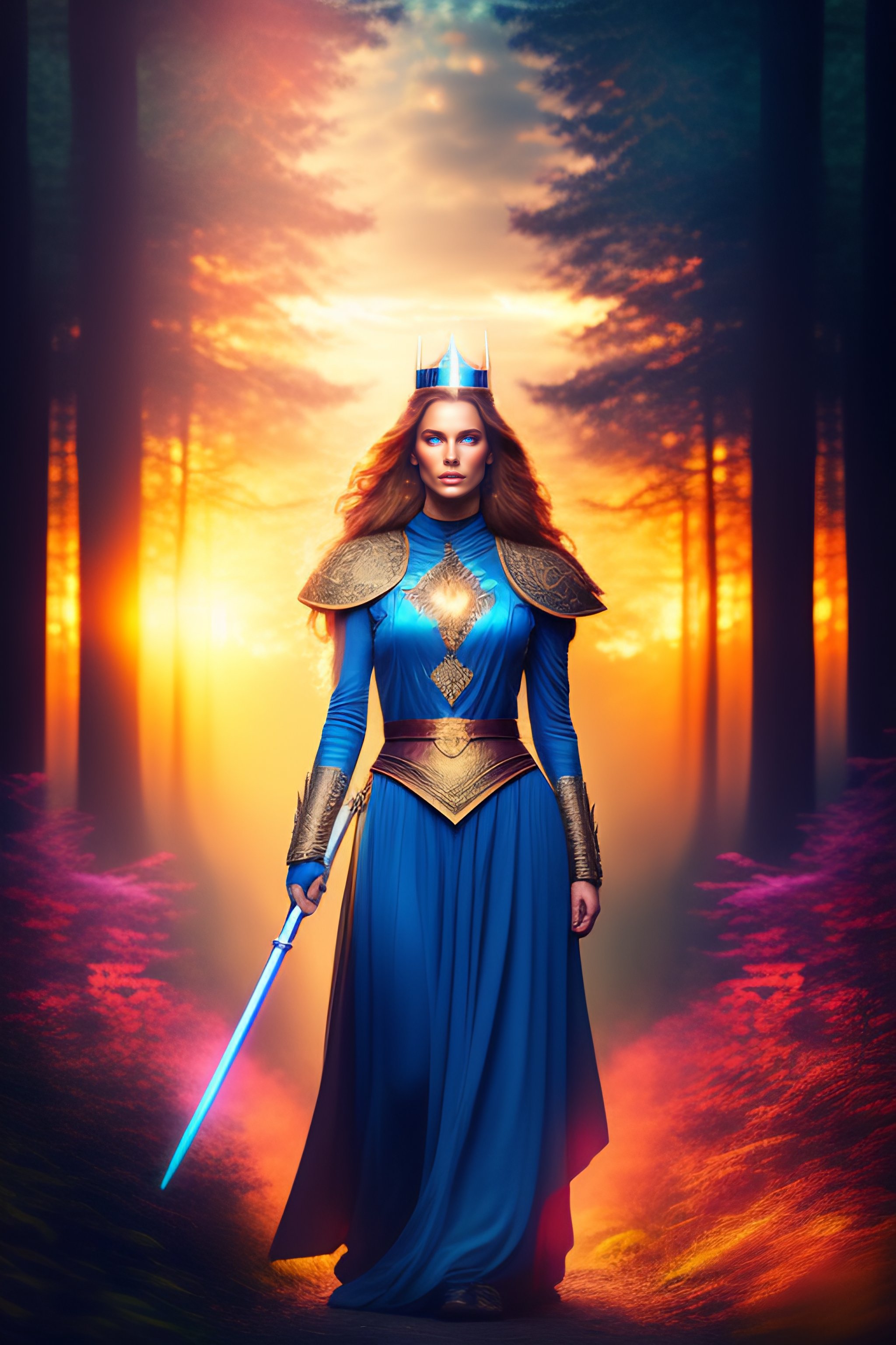 Lexica - A beautiful wizard woman with blue eyes and magical sceptre in ...