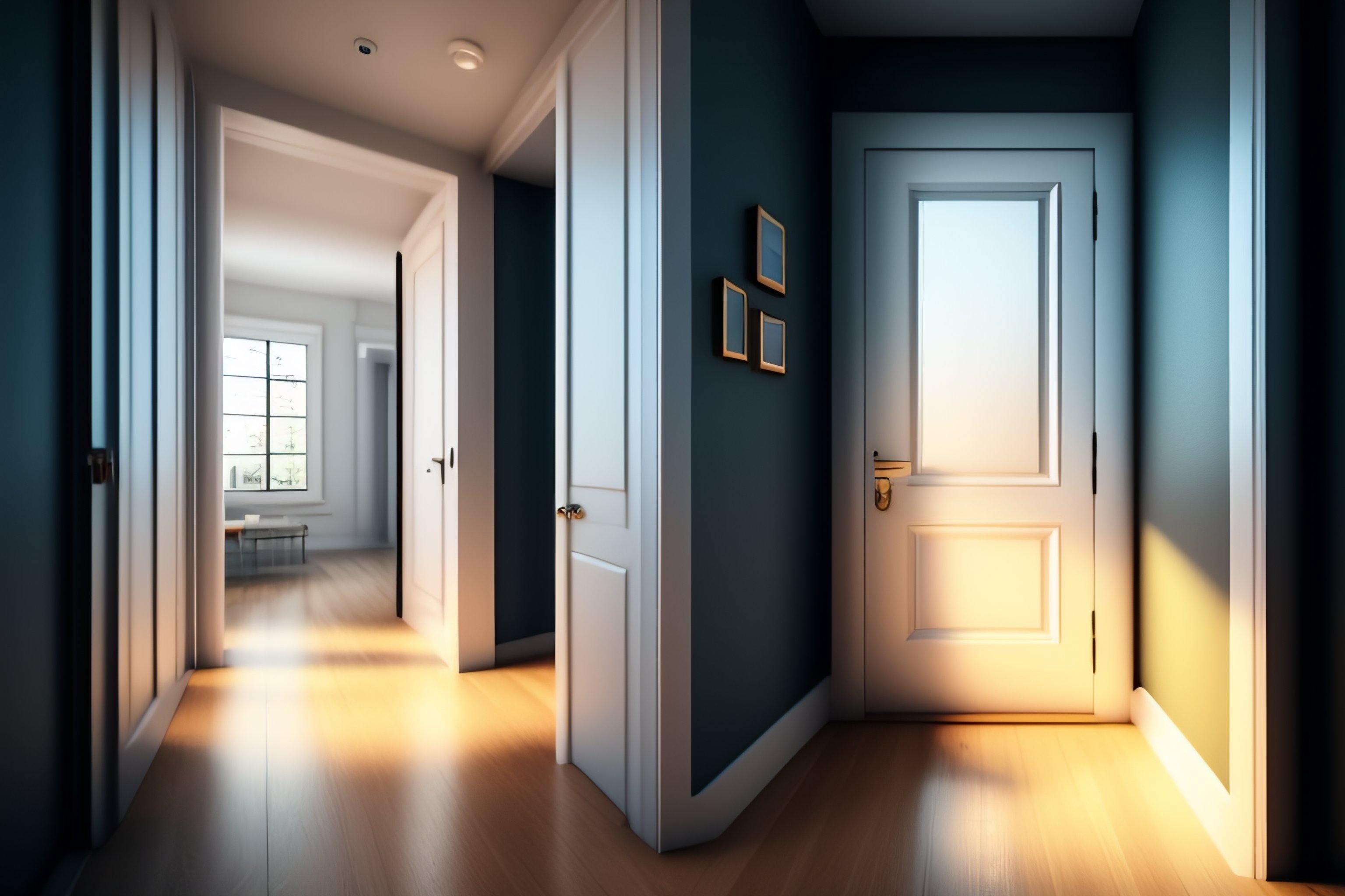 Lexica - Open door leading to a hallway that shows many doors
