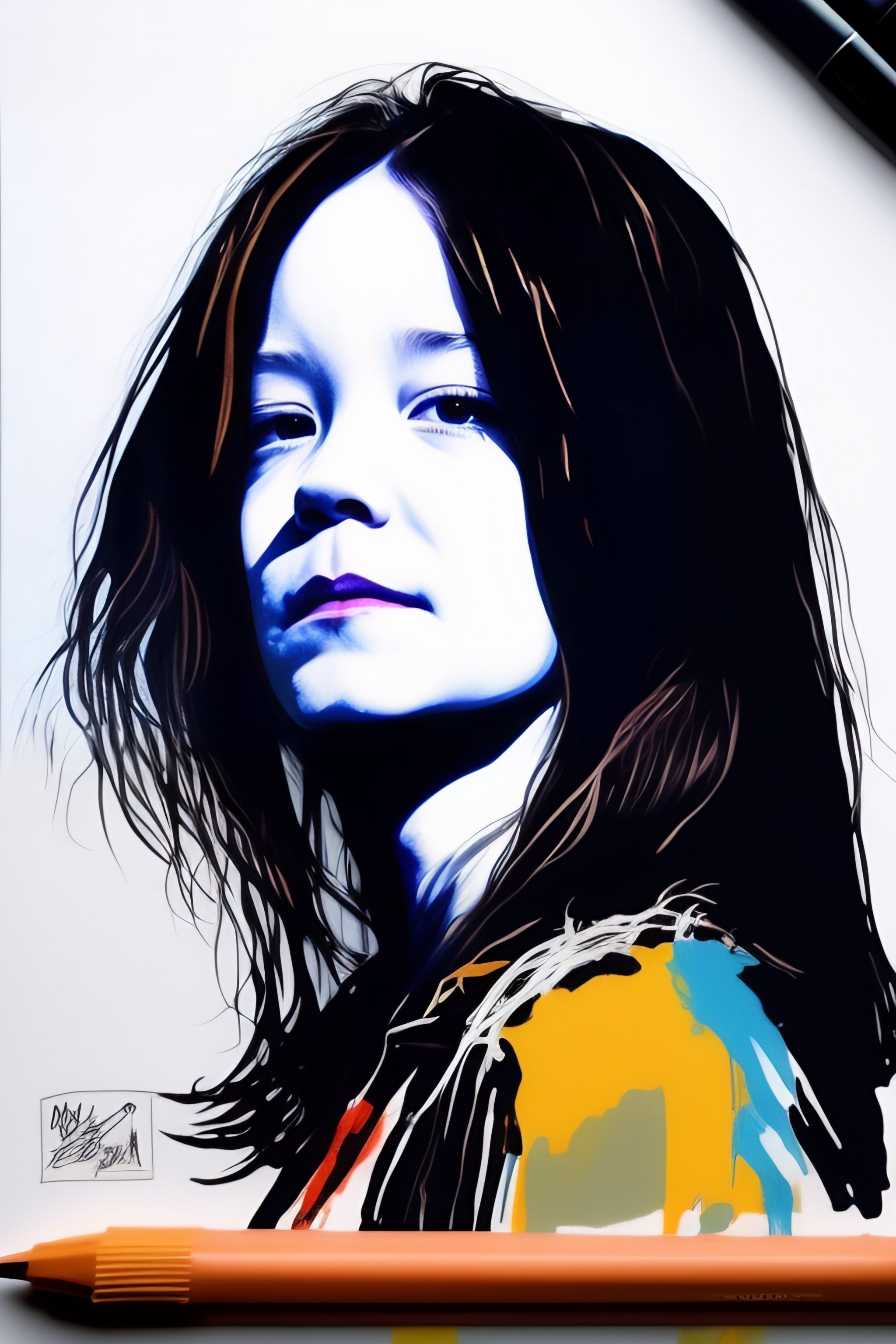 Lexica - Draw a doodle of portishead Beth Gibbons in the style of a 4 ...
