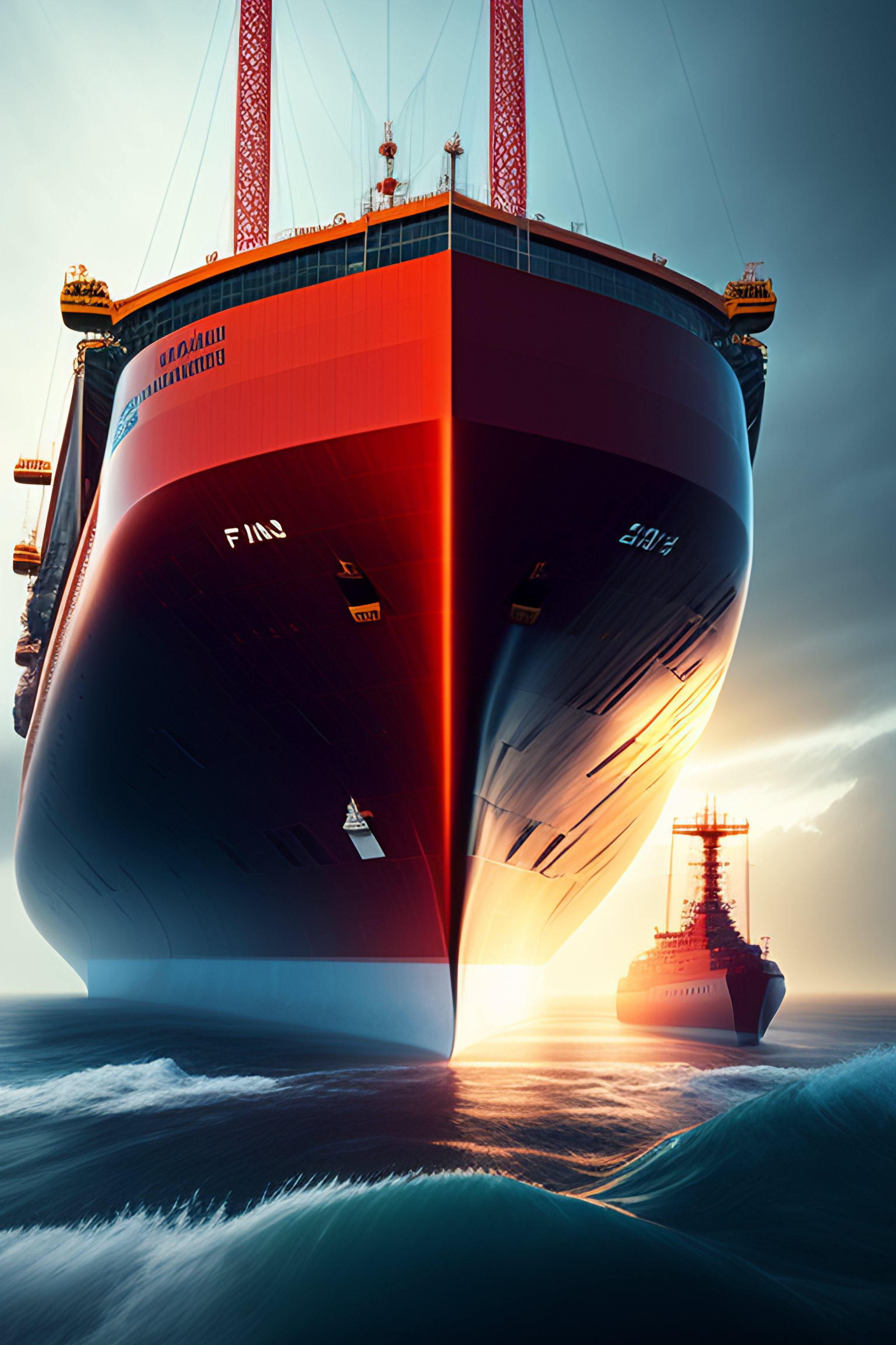 Lexica - Large container ship docked at sea, bad weether, storms ...