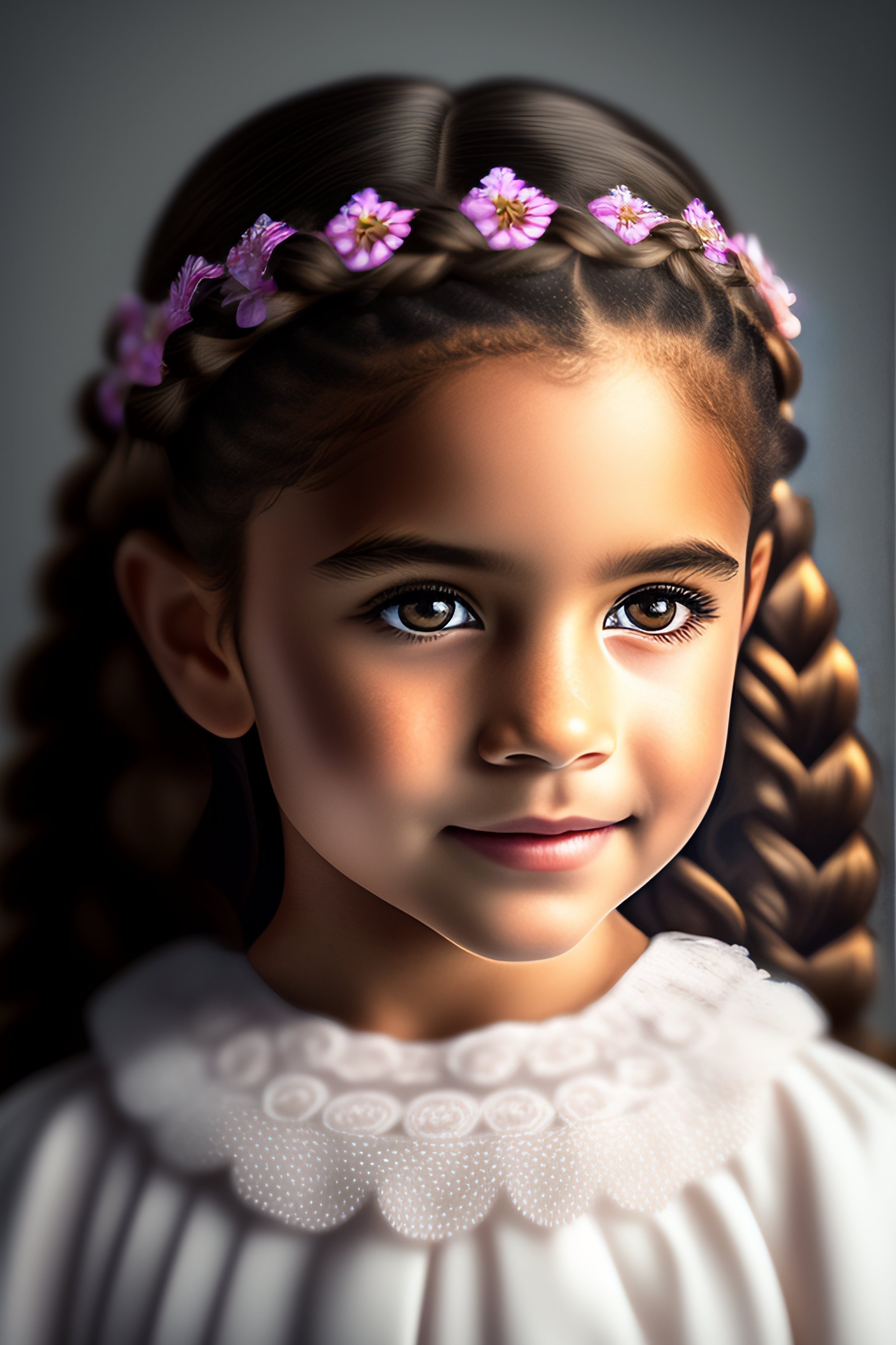Lexica - Photo realistic closeup portrait of sweet little girl, braided ...