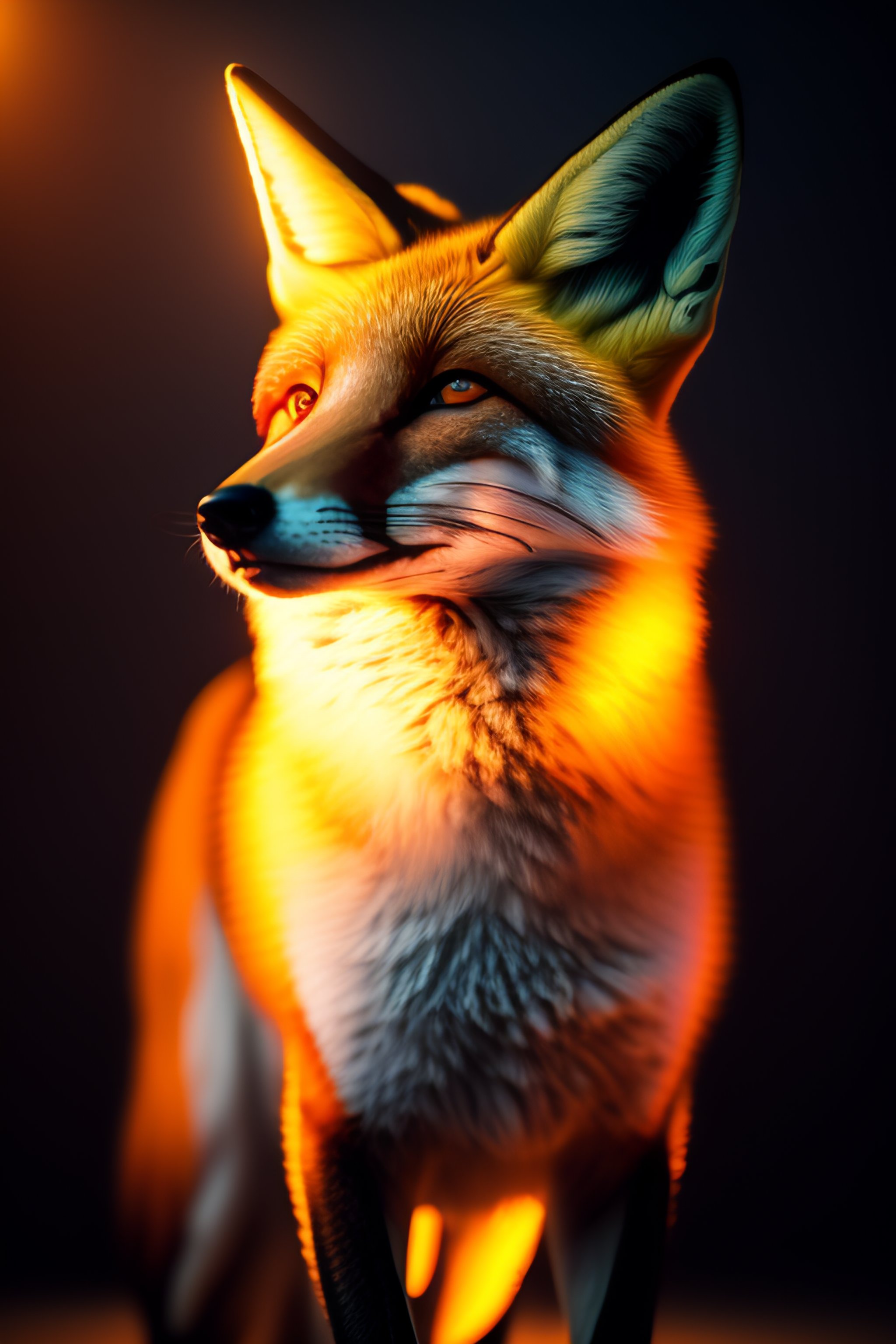 Lexica - **female fox portrait with isolated golden background, octane ...