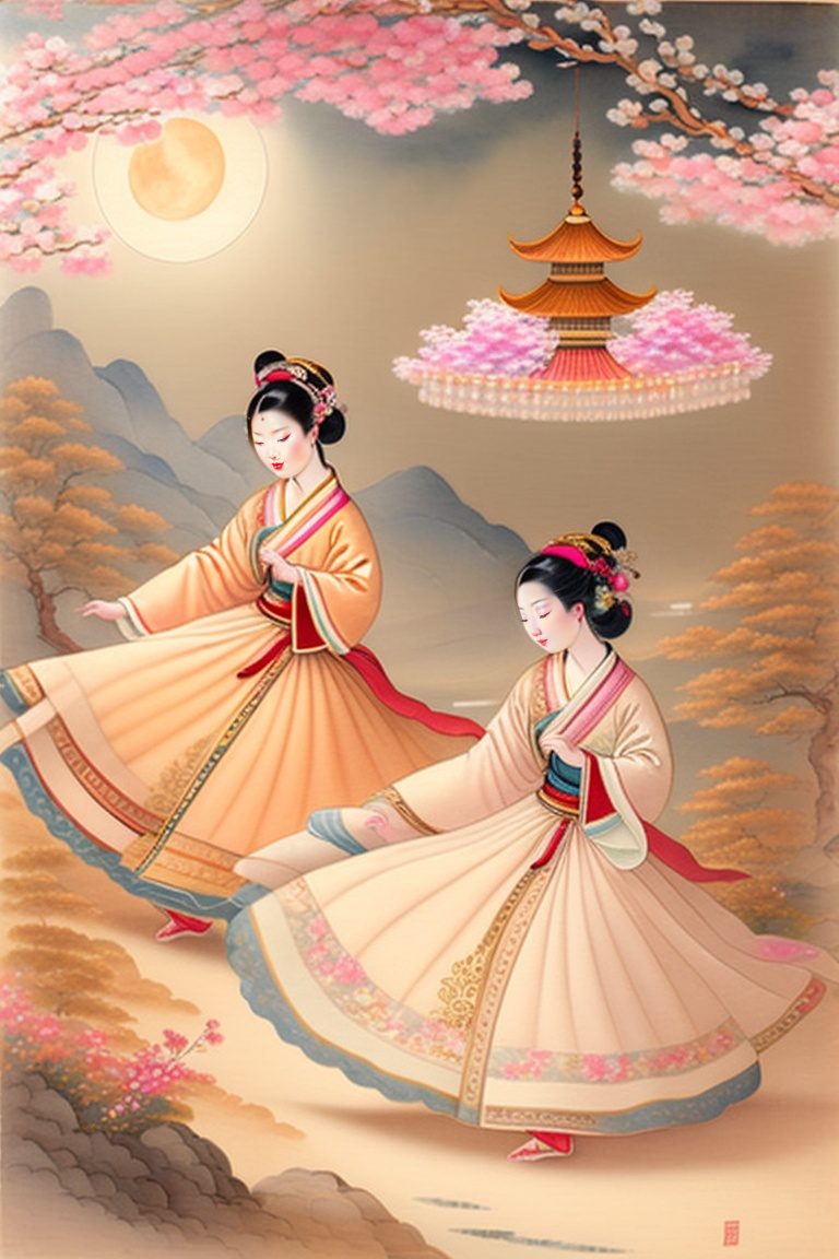 Lexica - Hanfu beauties performing a traditional dance on a moonlit ...
