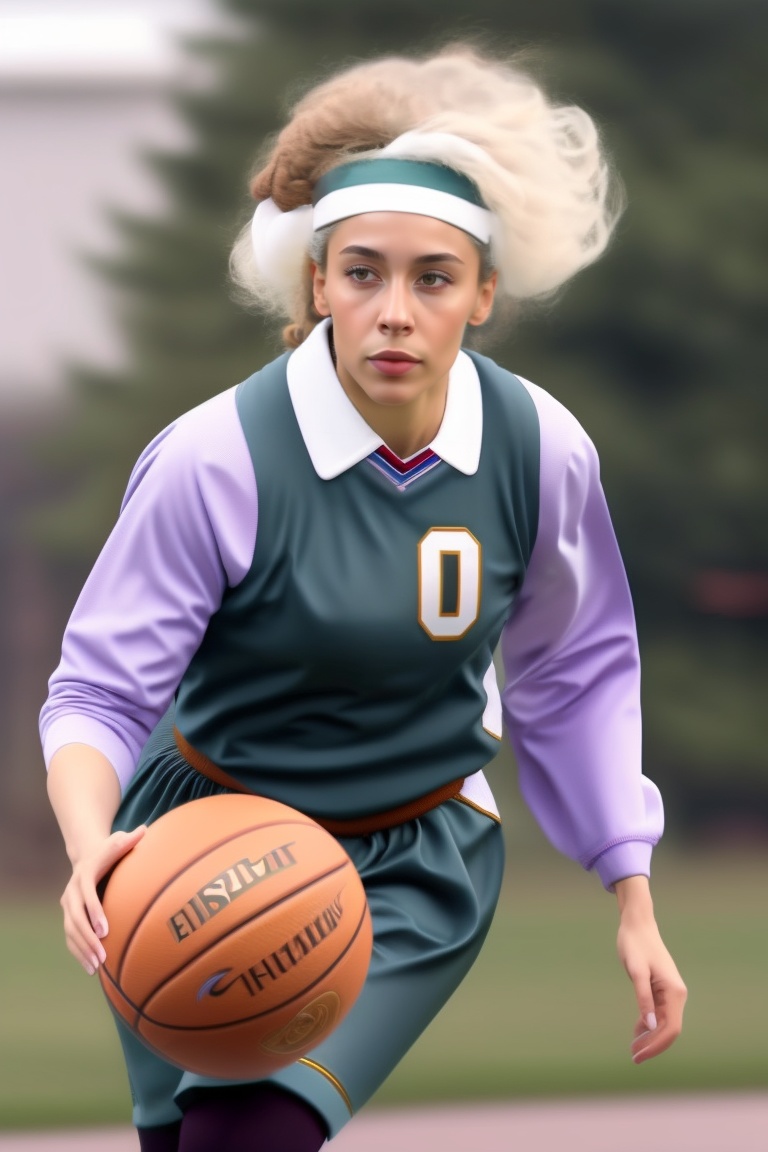 Lexica - Einstein playing basketball in school with Nicole Tesla ...