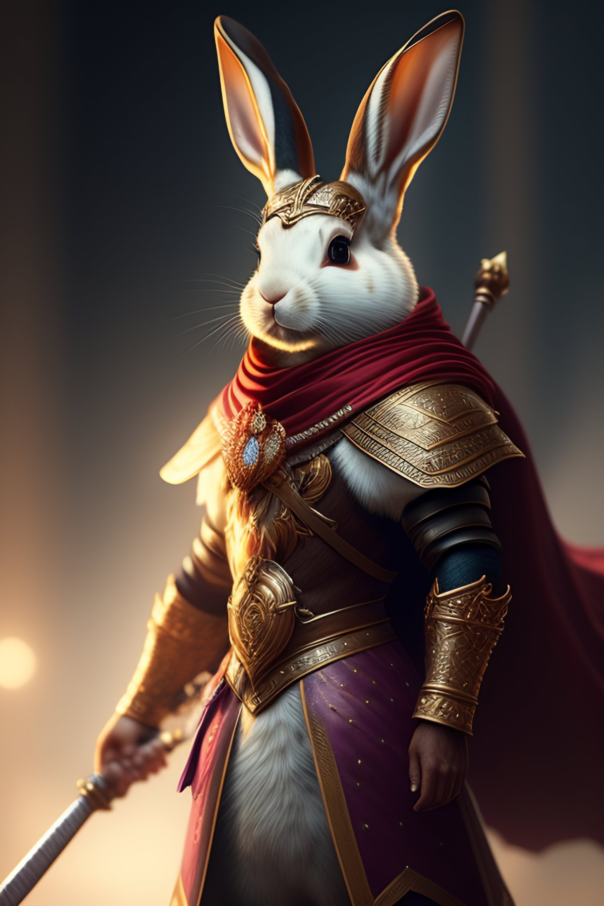 Lexica - An anthropomorphic rabbit male wizard dressed as a warrior ...
