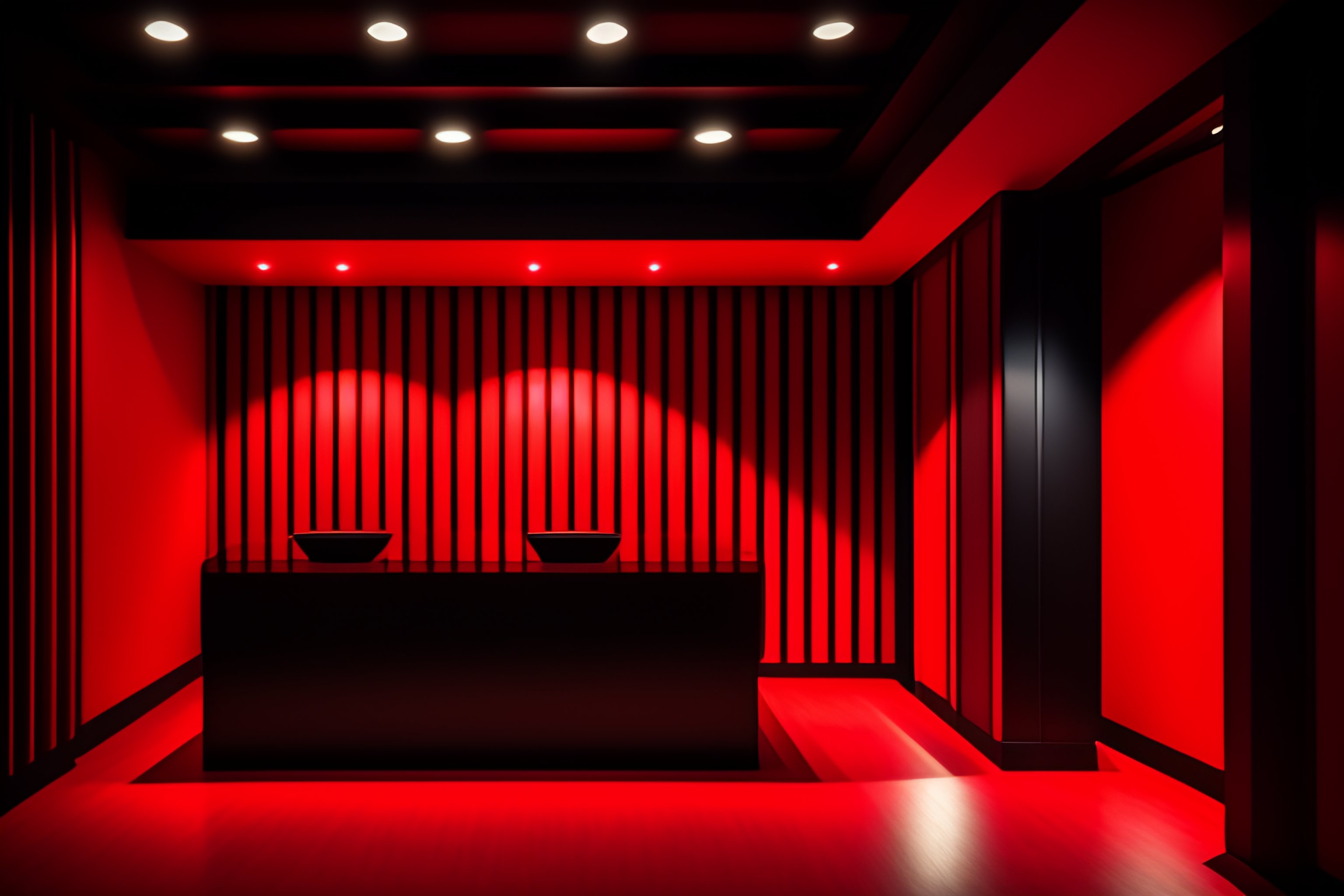 Lexica - Black and red nightclub interior, square