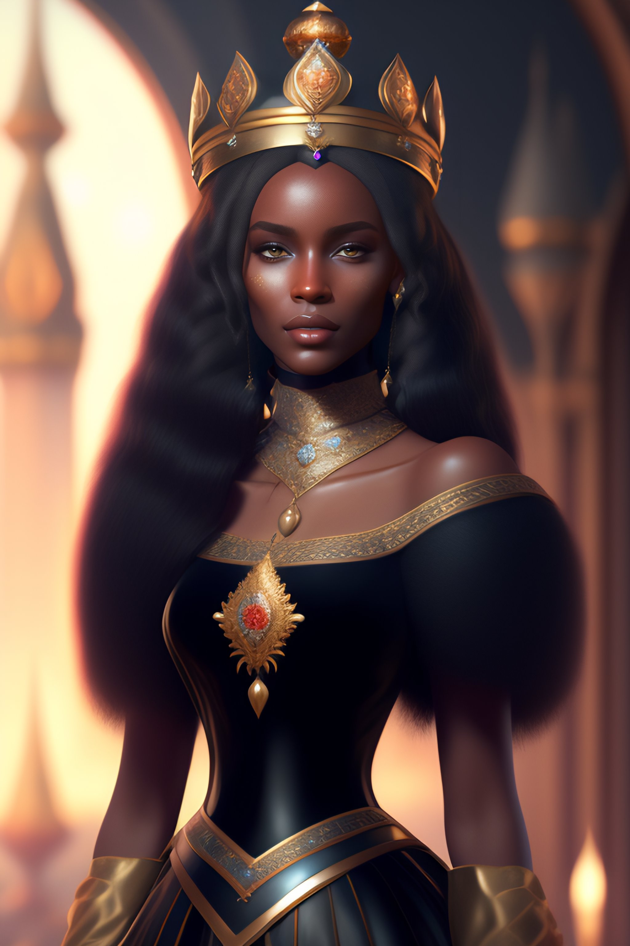 Lexica - Portrait of a princess with a crown. cute face. black fluffy ...