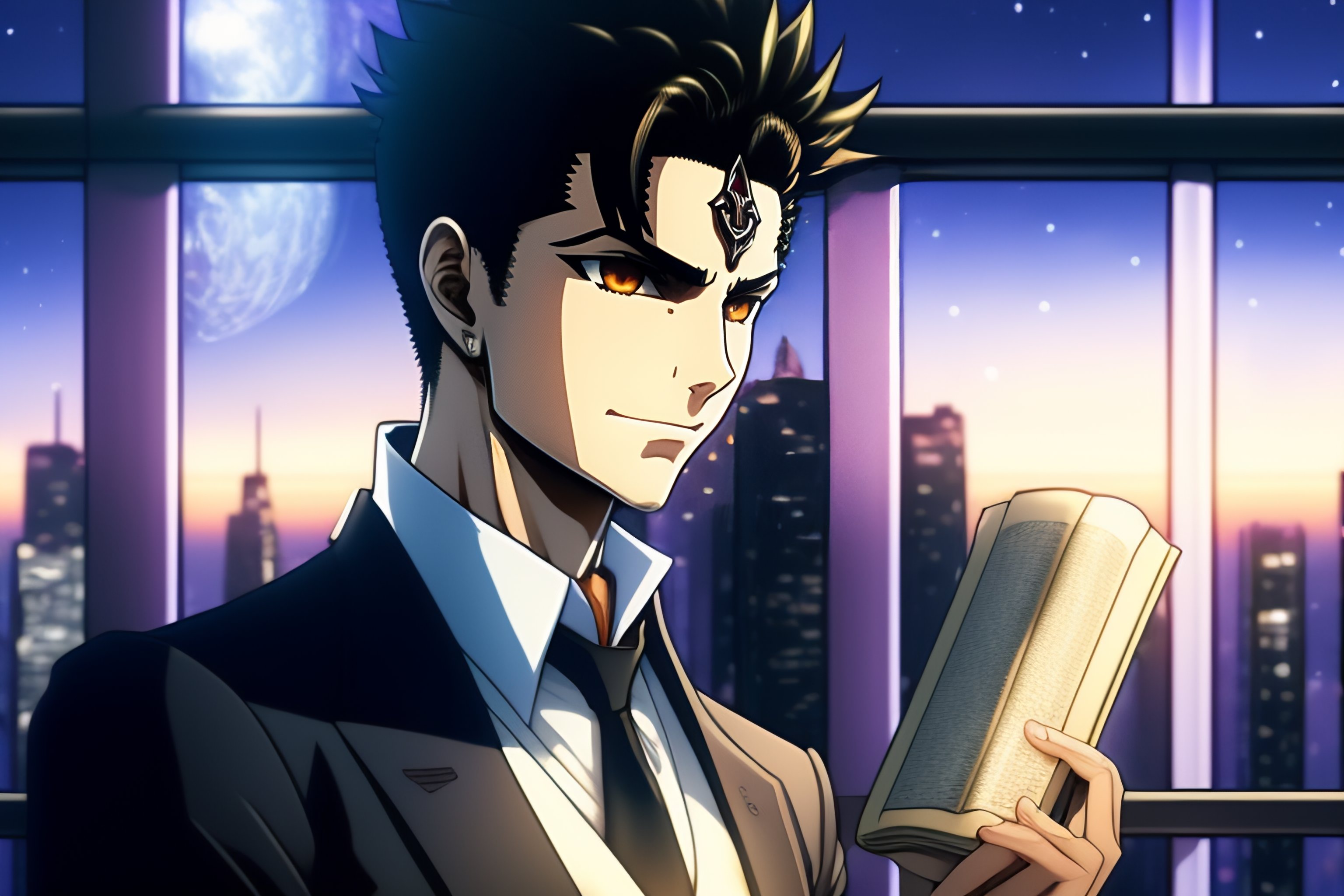 Lexica - Illustration of Chrollo from Hunter x Hunter in a skyscraper ...