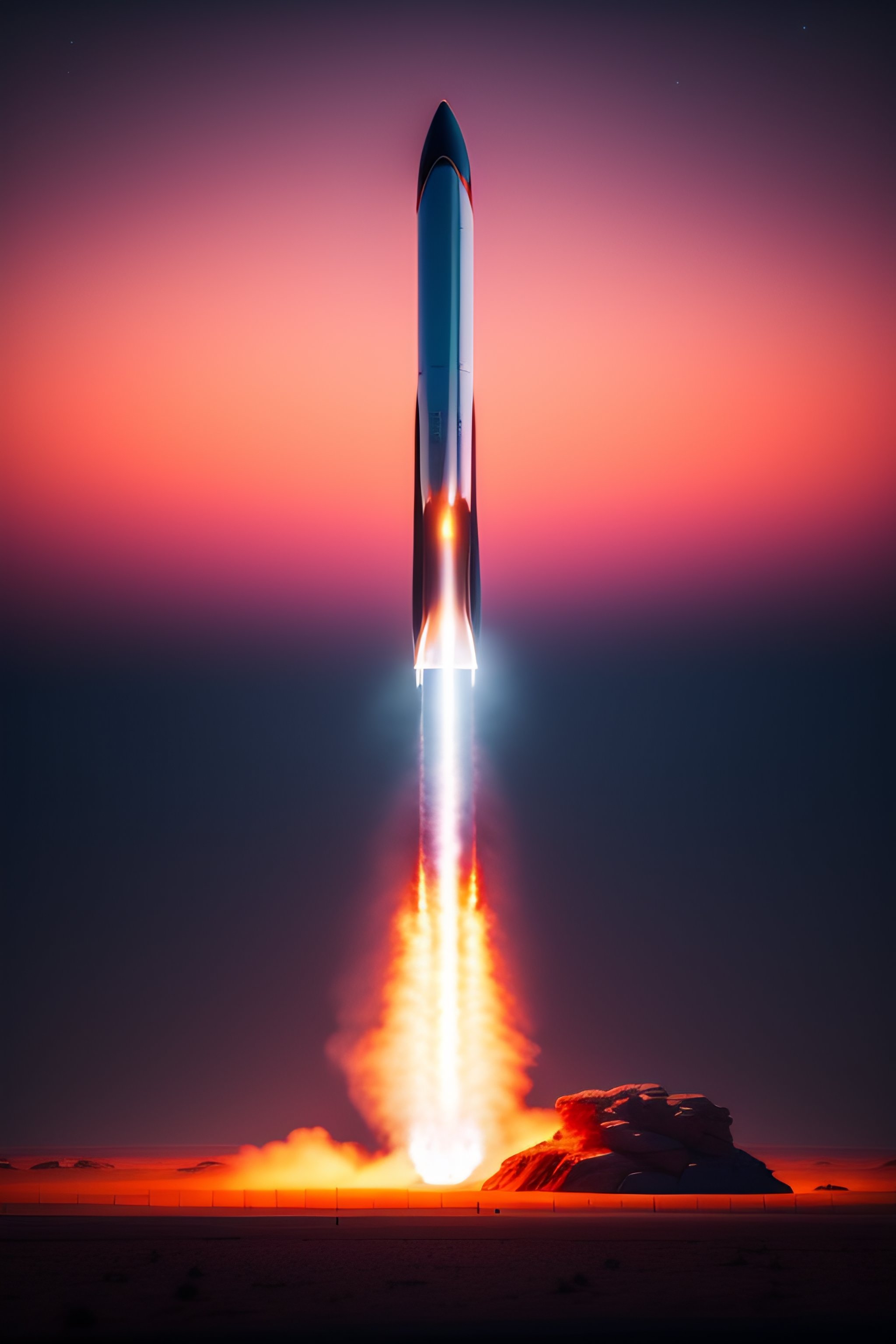 Lexica - 50mm Photograph of SpaceX starship designed by braun landed on ...