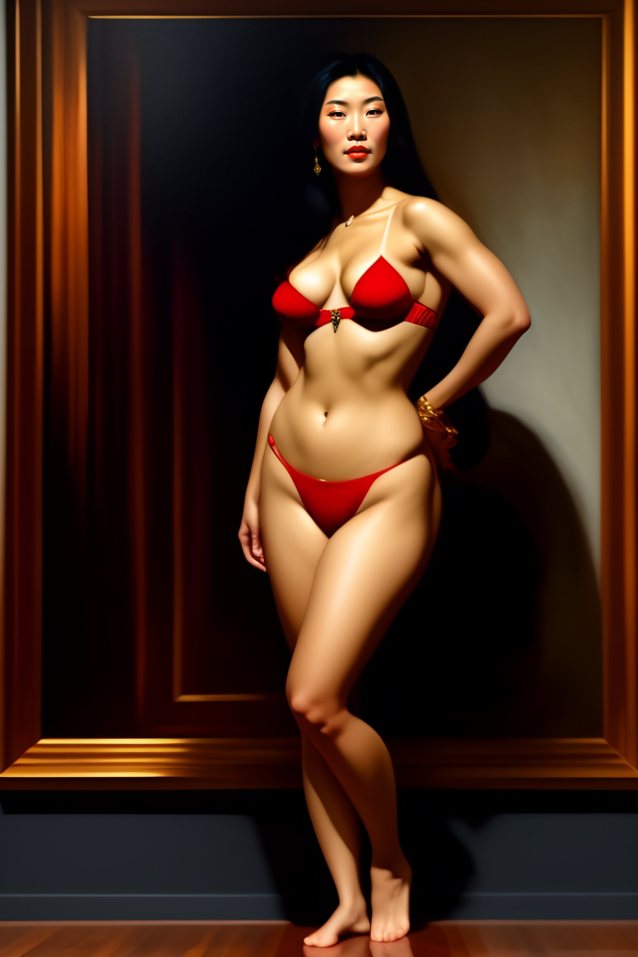 Lexica - Full body portrait of alluring and attractive Eurasian seductress, slim and slender ...