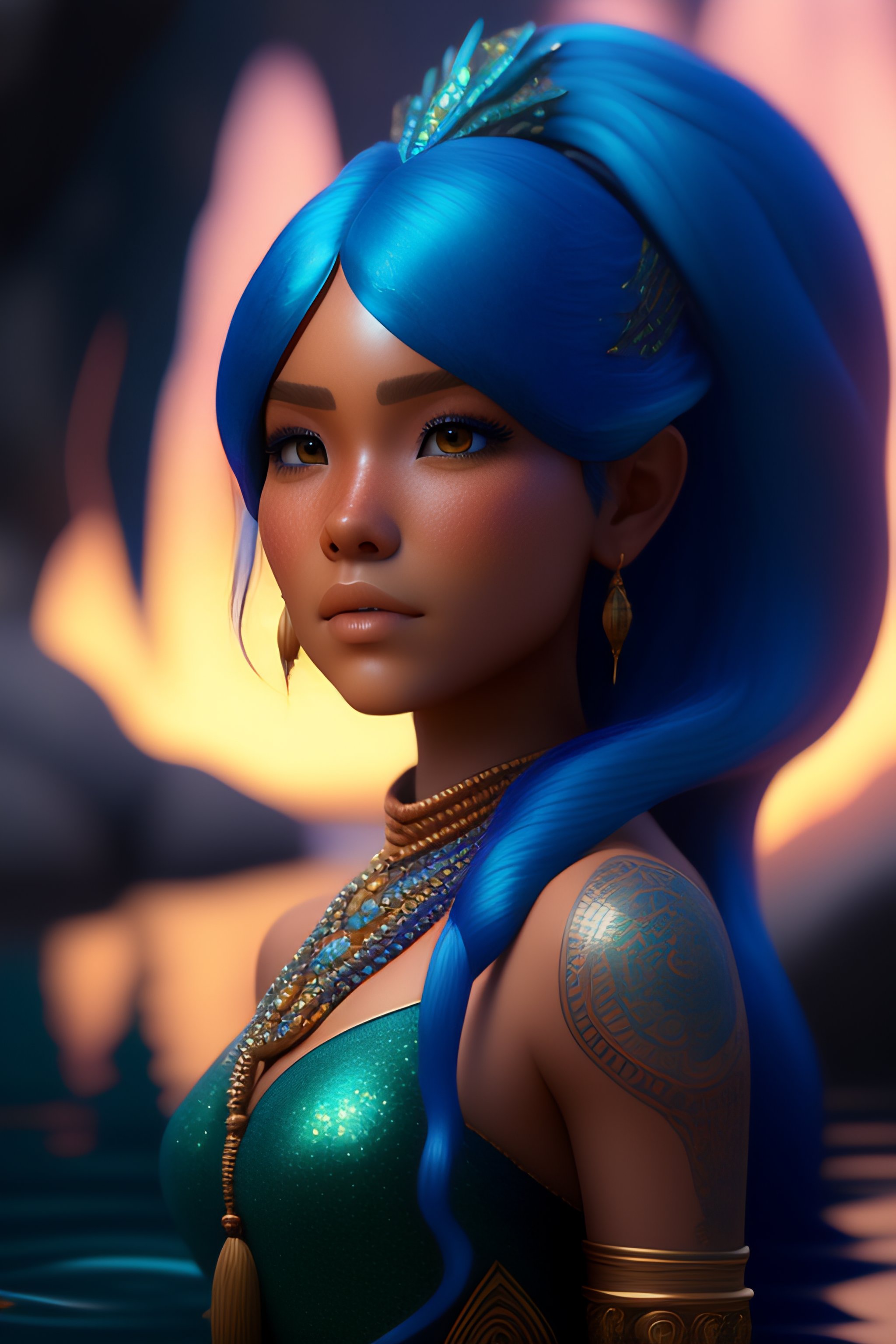 Lexica - An indigenous mermaid woman full body mermaid tail fish scale ...