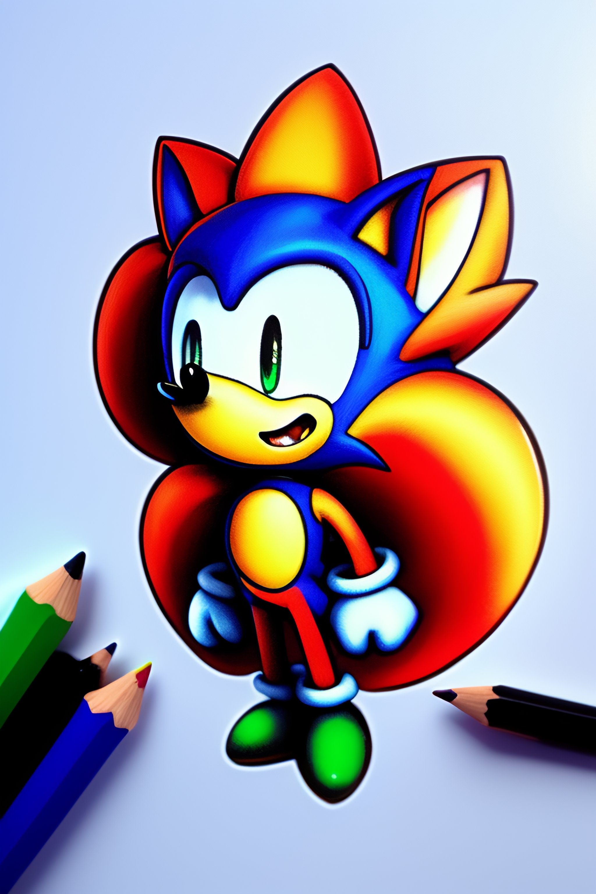Lexica - Badly drawn child’s art of sonic the hedgehog with crayon on a ...