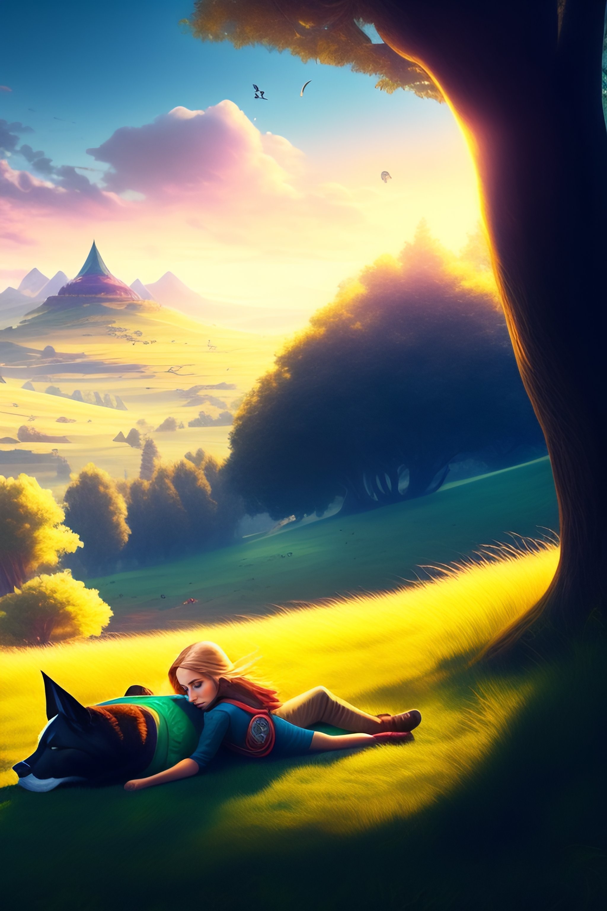 Lexica - Link and Zelda sleeping on grassland during the afternoon ...