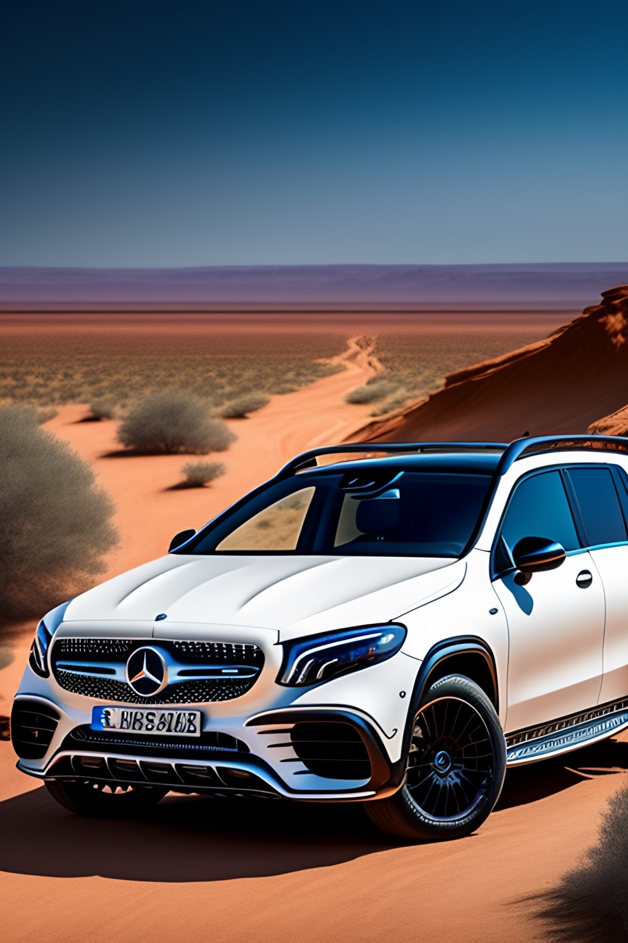 Lexica - Mercedes azul clase c 200 Amg desierto