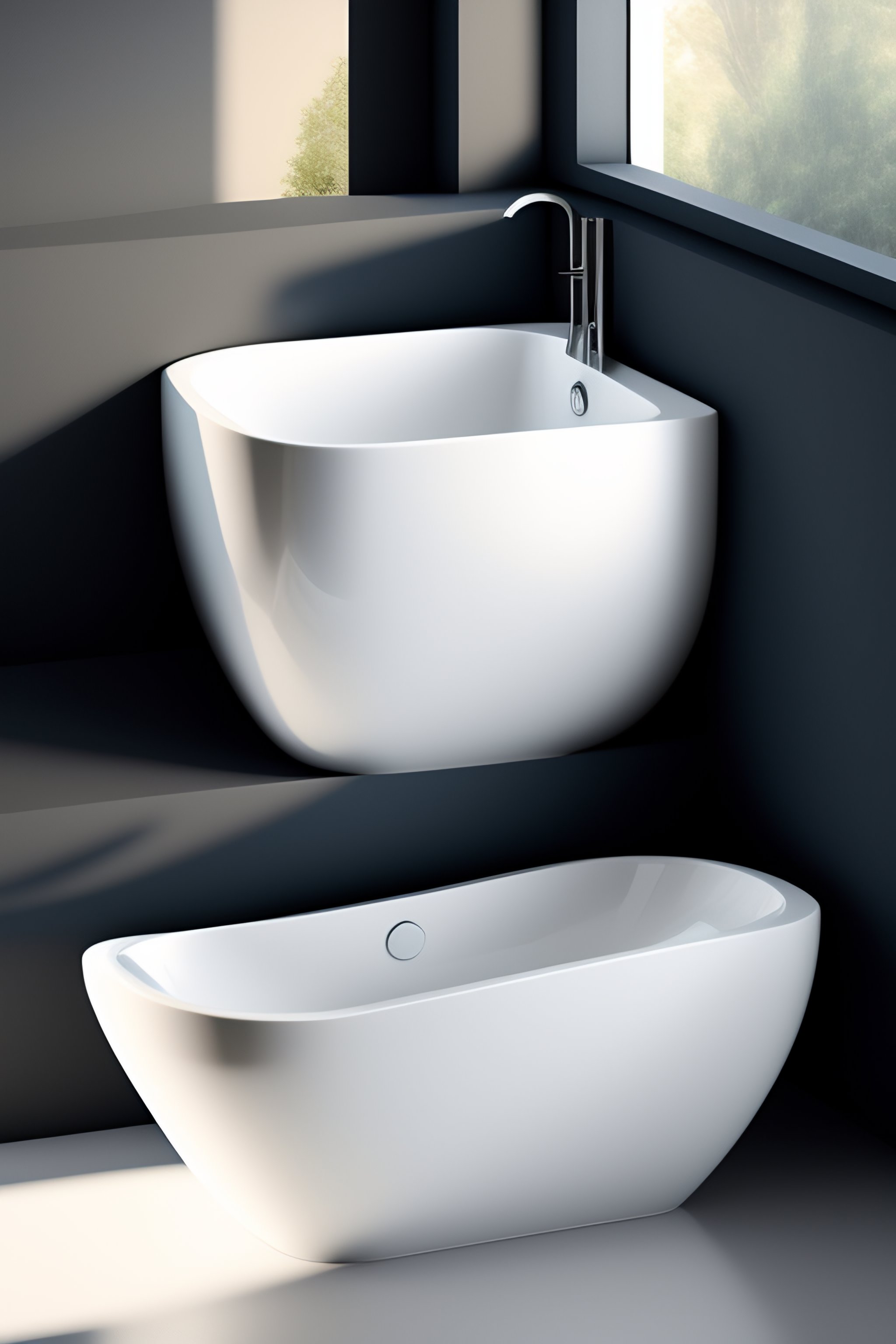 Lexica - A small white minimalist square bathtub with asymmetric ...