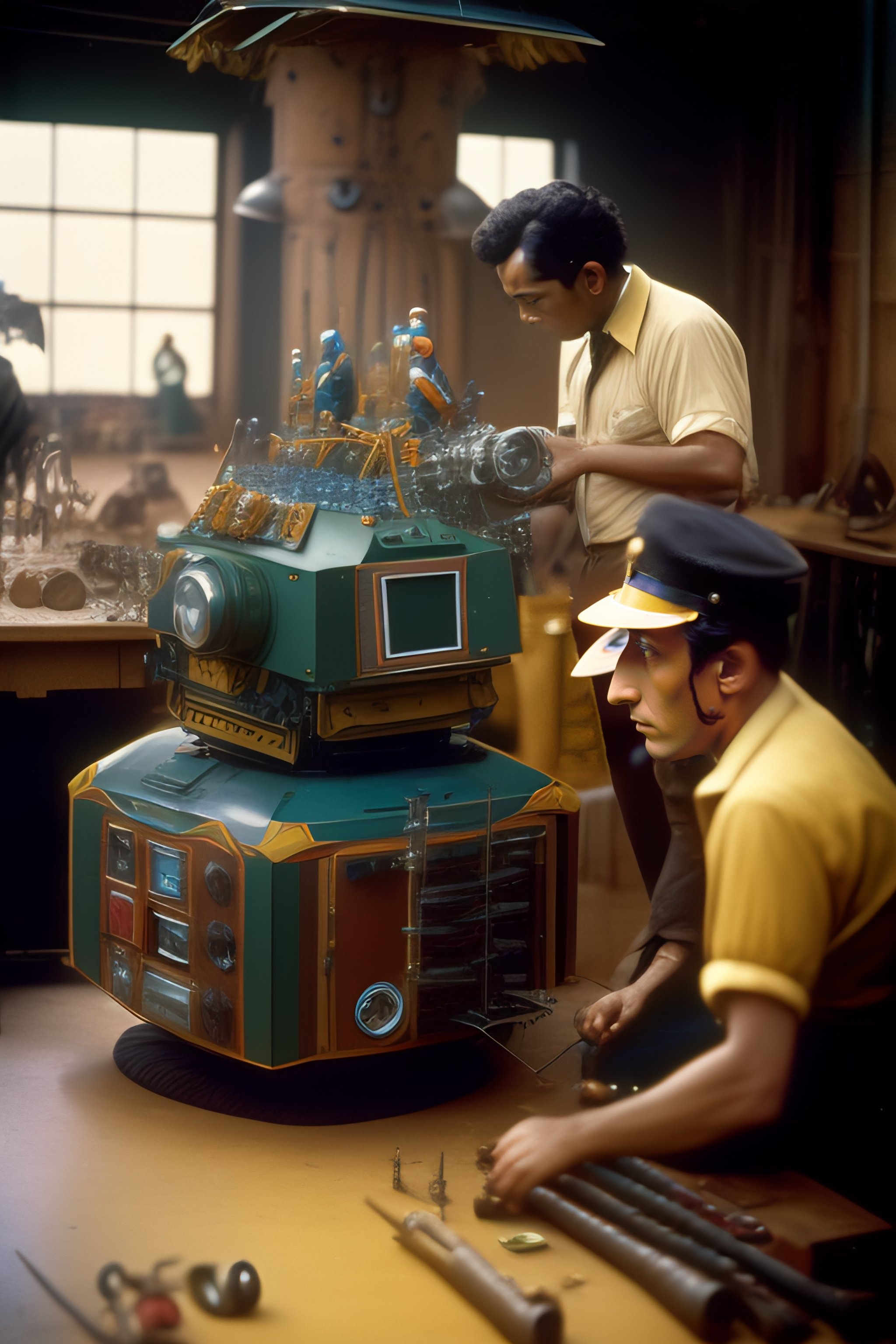 Lexica - A photo of voltron building a robot by Philippe Halsman ...