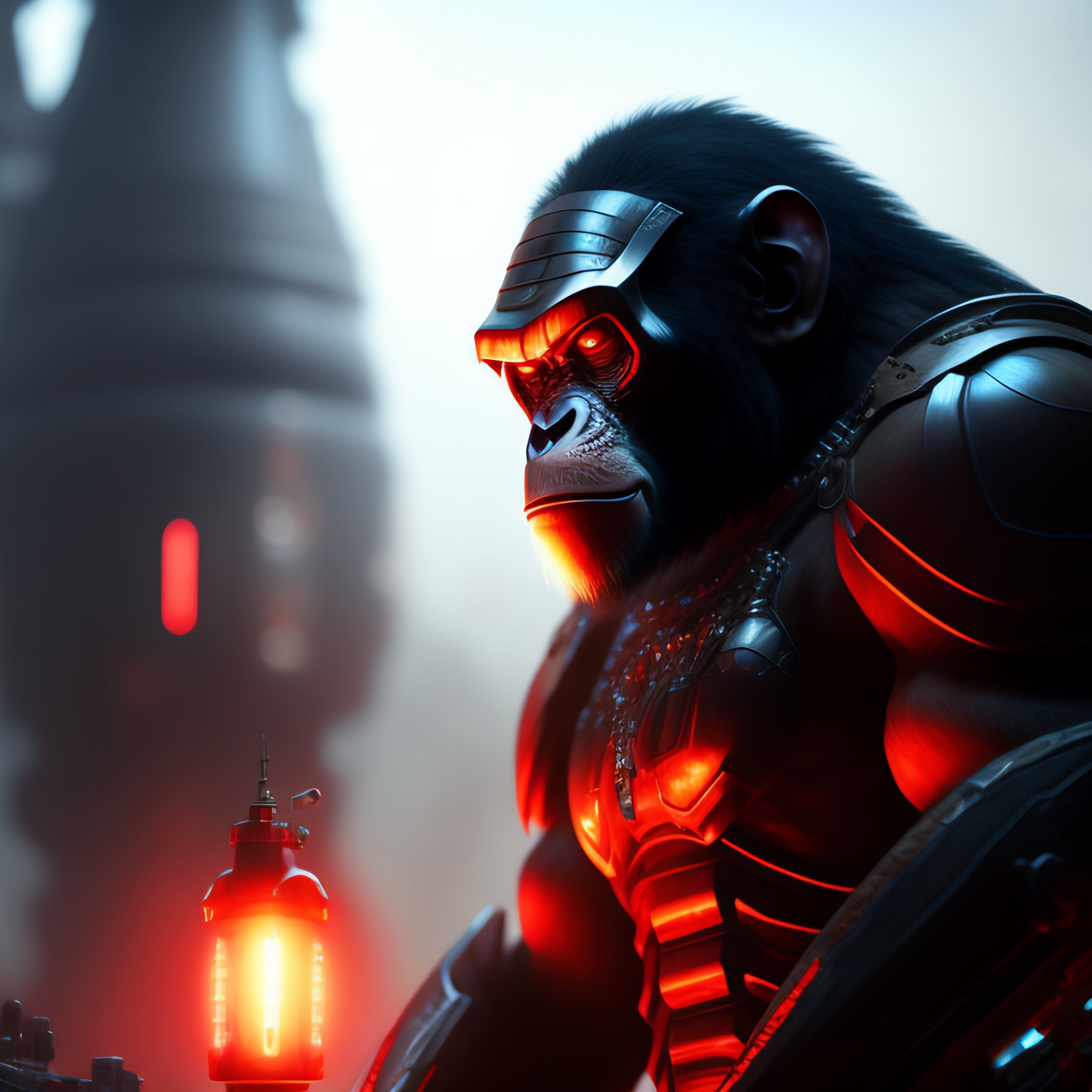 Lexica - A biomechanical cyborg bored ape from planet of the apes, with ...