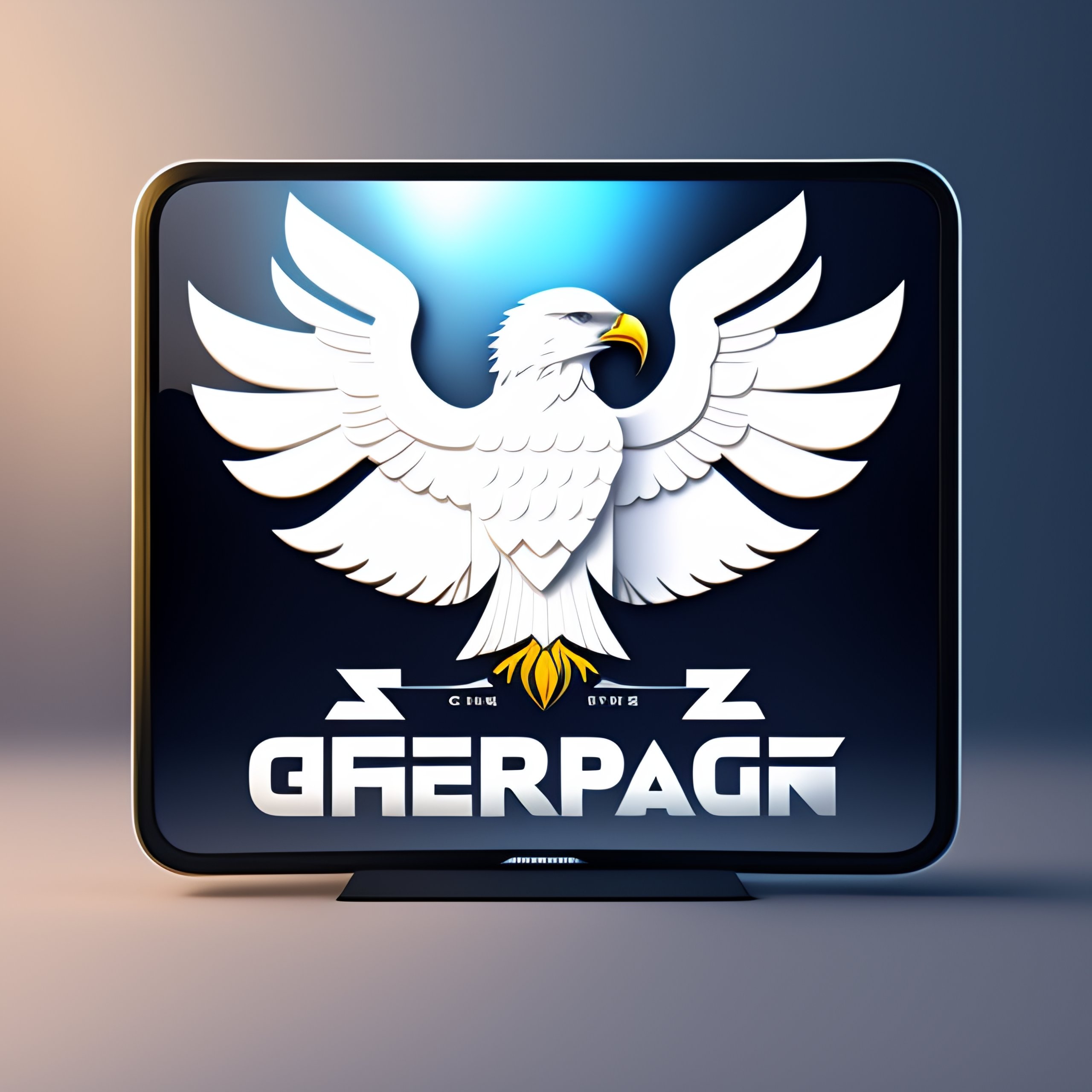 Lexica - Geometric white eagle displayed inside a monitor screen, icon ...
