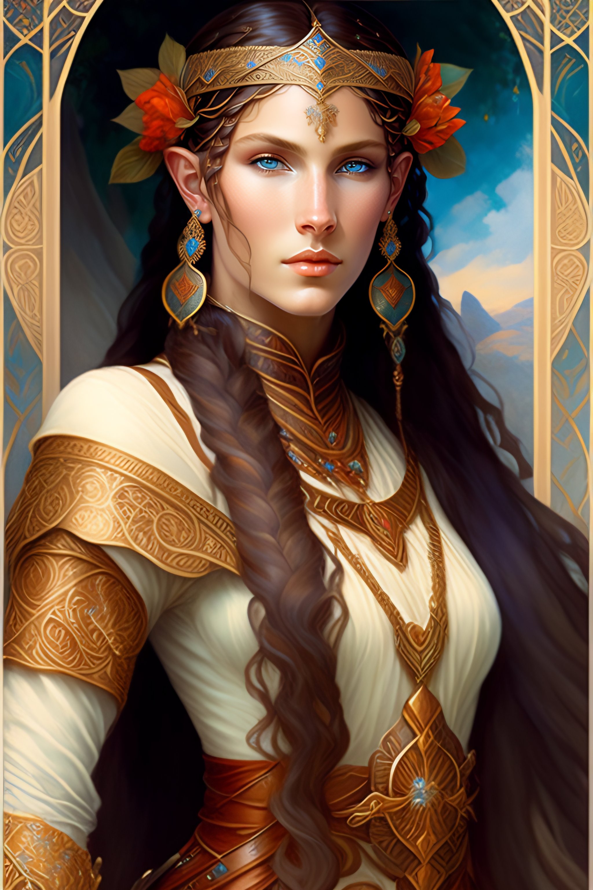 Lexica - Portrait of a young druid elf woman with dark brown skin, pale ...